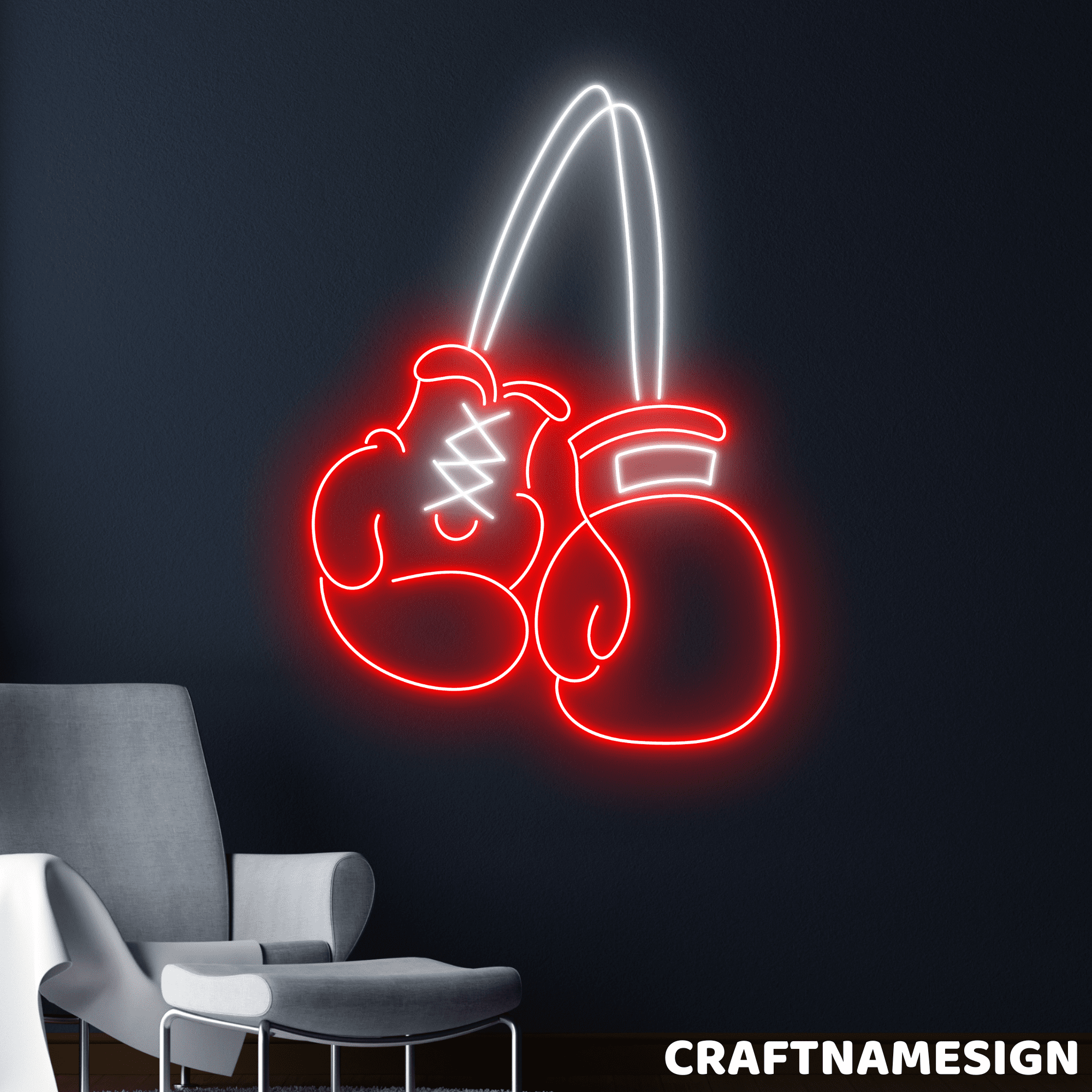 Craftnamesign Boxing Gloves Neon Sign, Sport Room Bedroom Wall Art, Bar ...