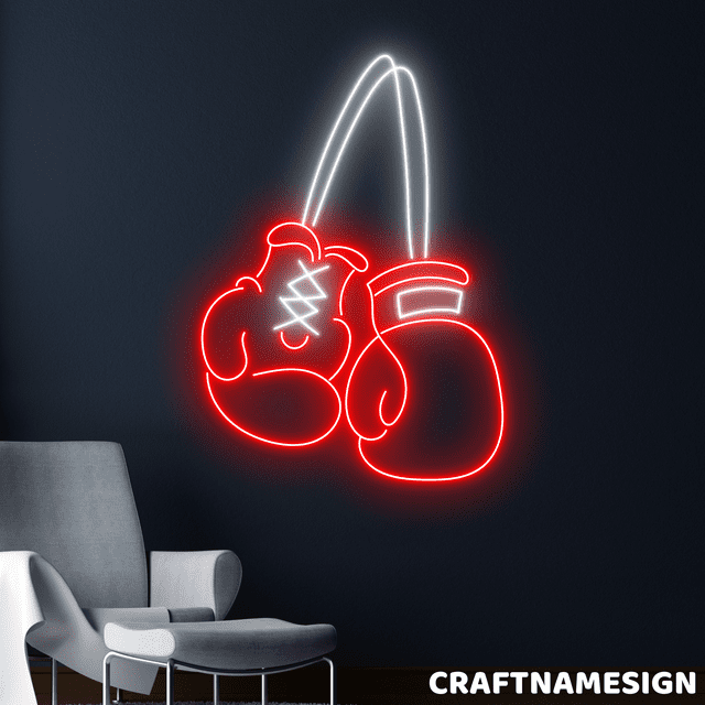 Craftnamesign Boxing Gloves Neon Sign, Sport Room Bedroom Wall Art, Bar ...
