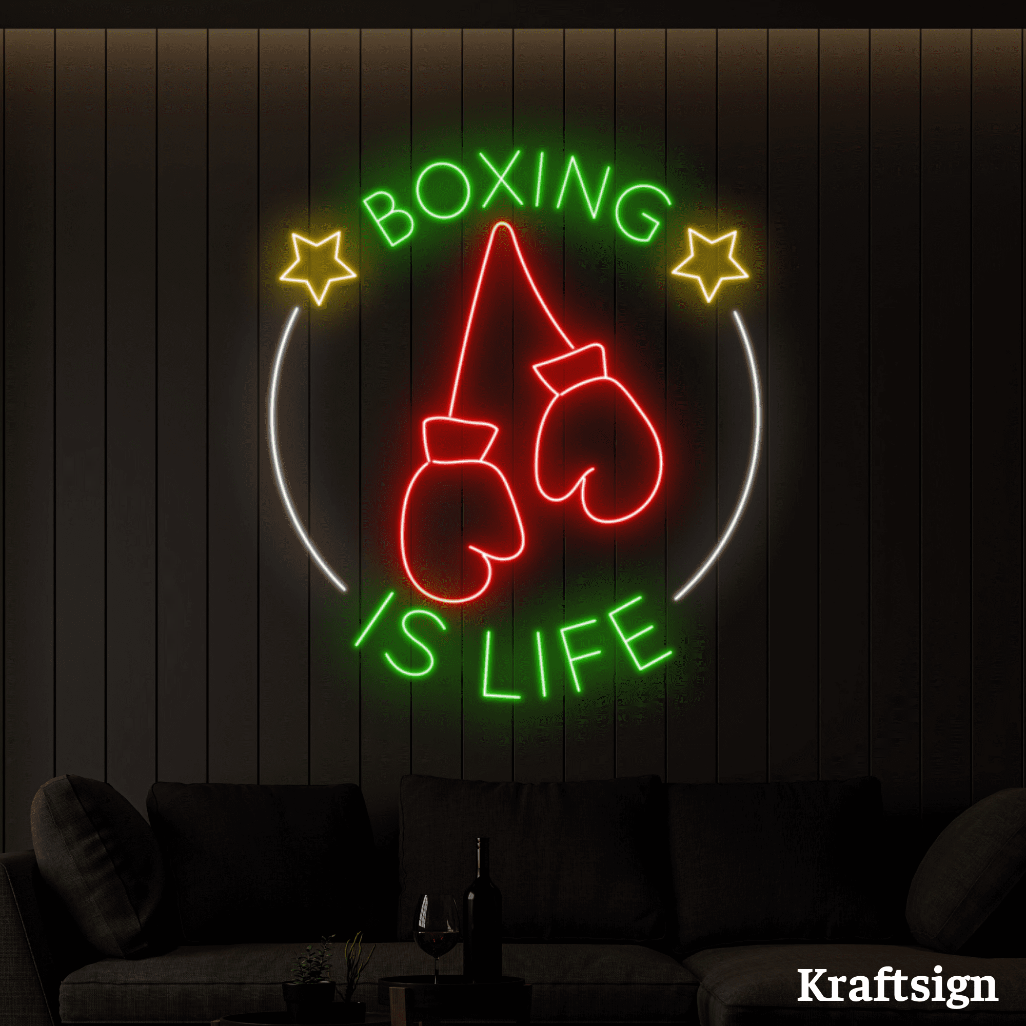 Craftnamesign Boxing In Life Neon Sign, Boxing Club Decor, Man Cave ...
