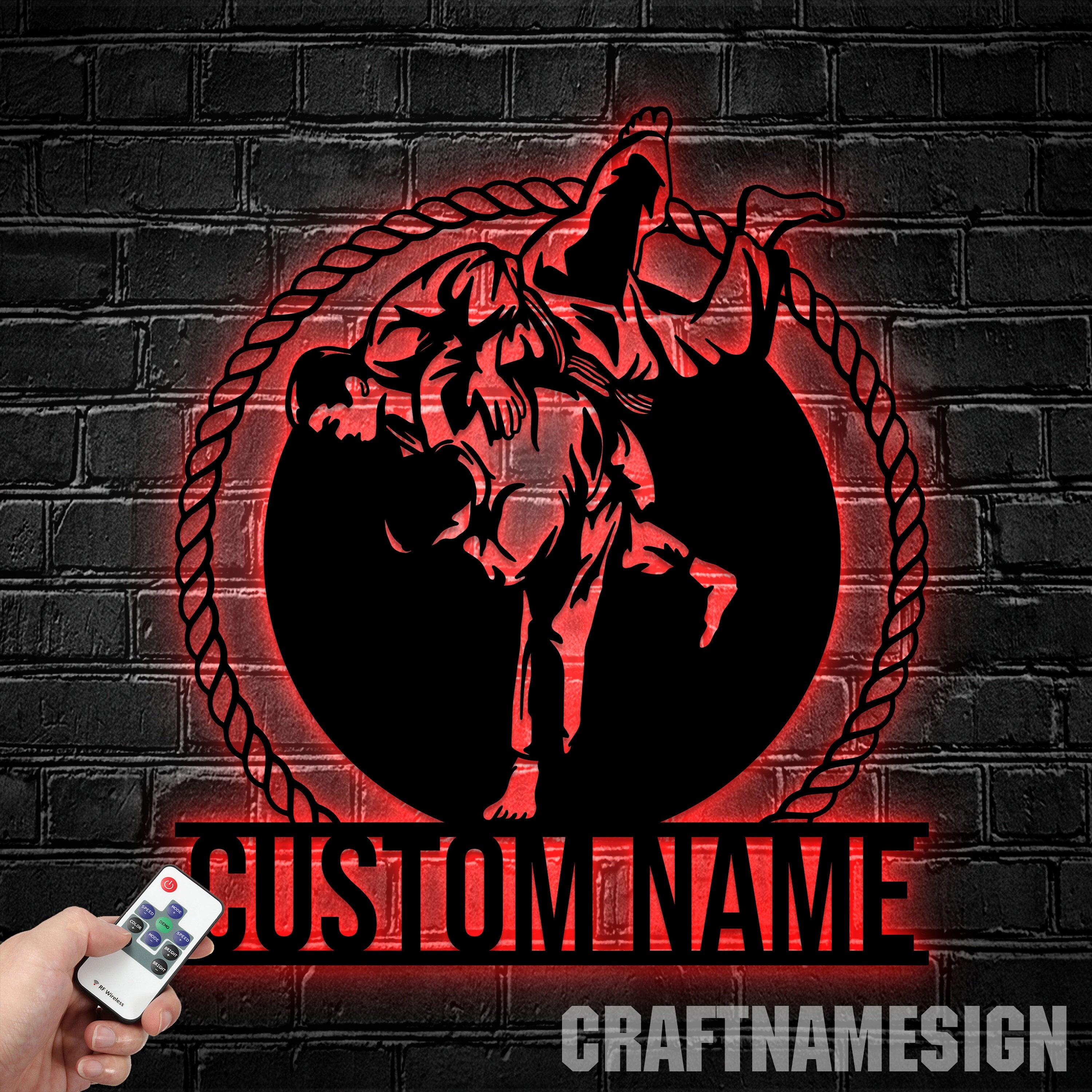 Craftnamesign Brazilian Jiu Jitsu Metal Wall Art LED Light, Custom Jiu ...