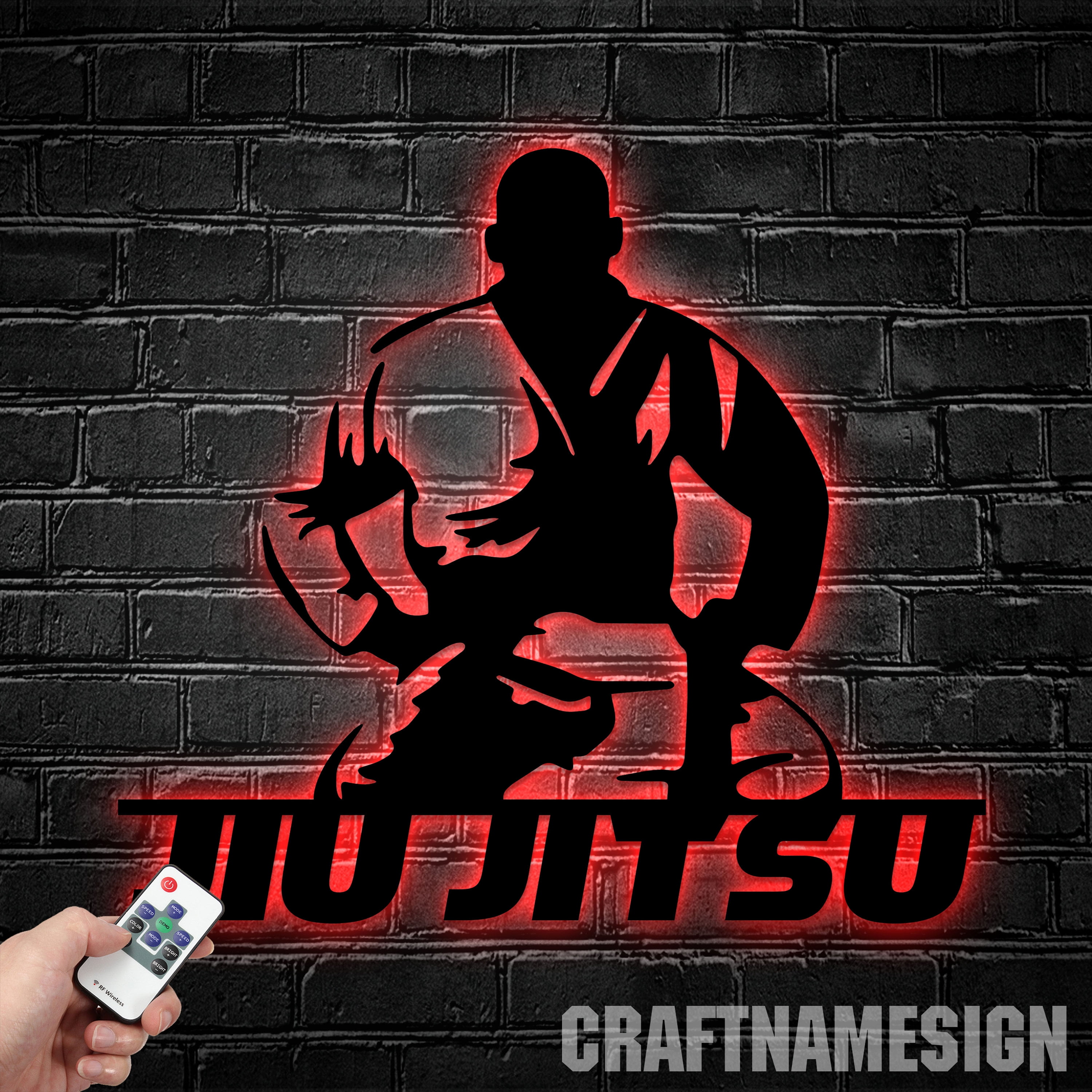 Craftnamesign Brazilian Jiu Jitsu Metal Wall Art LED Light, Martial ...