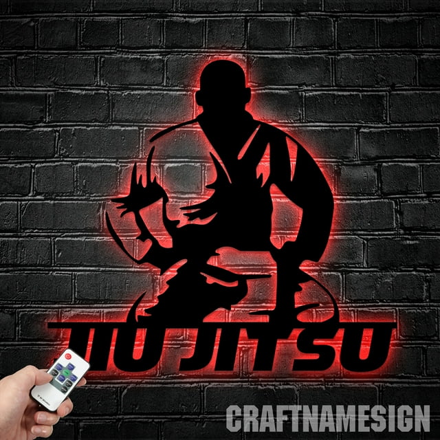 Craftnamesign Brazilian Jiu Jitsu Metal Wall Art LED Light, Martial ...