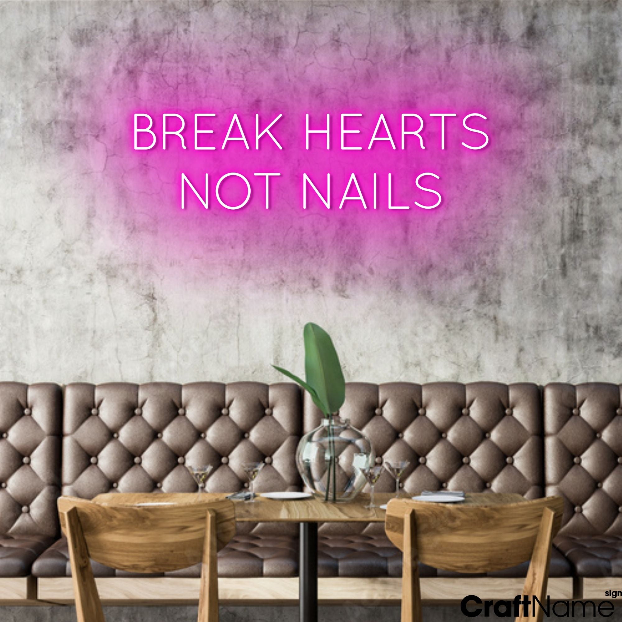 Craftnamesign Break Hearts Not Nails Neon Sign Light Wall Art For ...