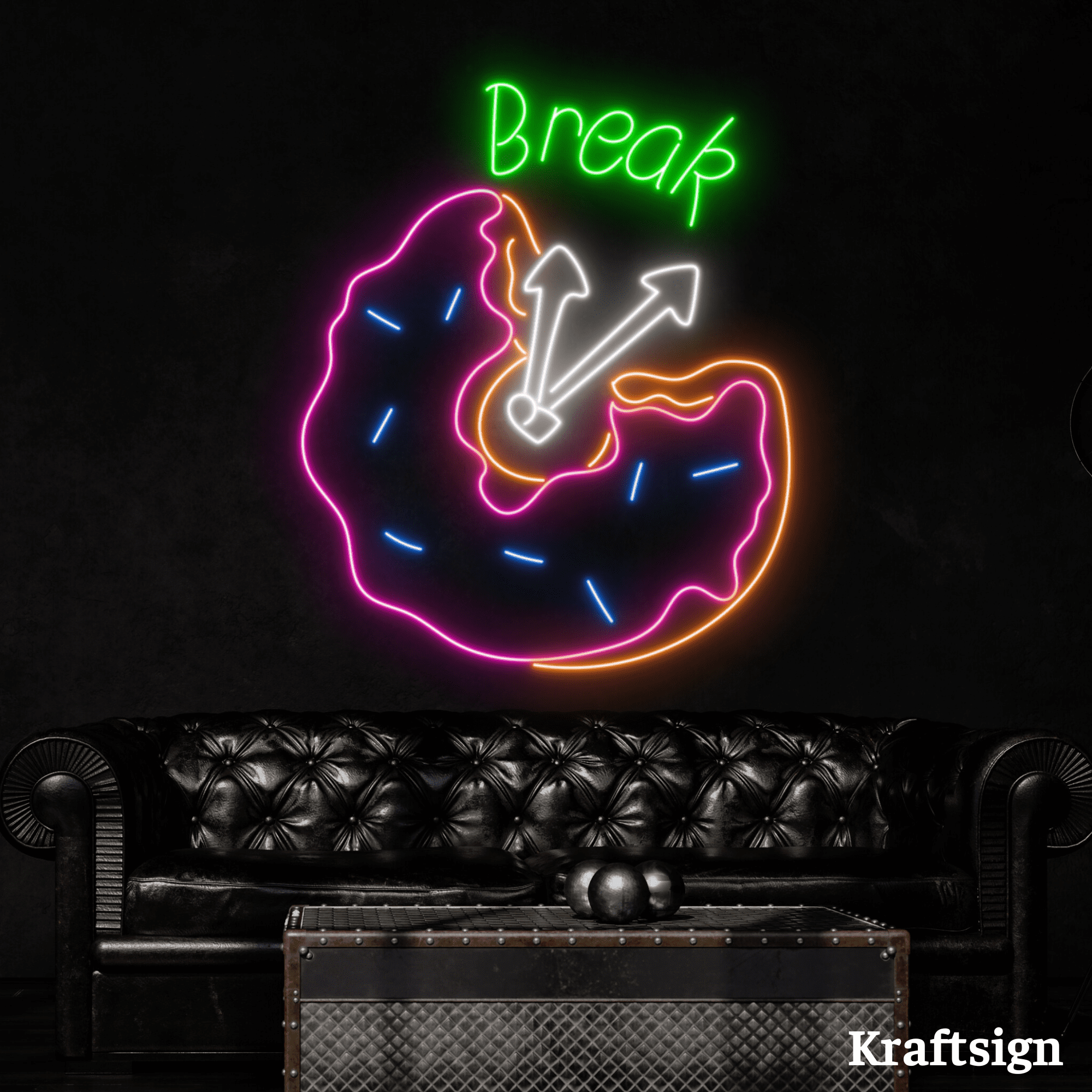 Craftnamesign Break Neon Sign,Donut Clock LED Sign, Donut Cake Shop ...