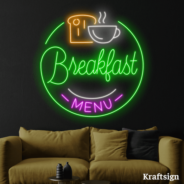 Craftnamesign Breakfast Neon Sign, Coffee Shop Sign, Breakfast Shop ...