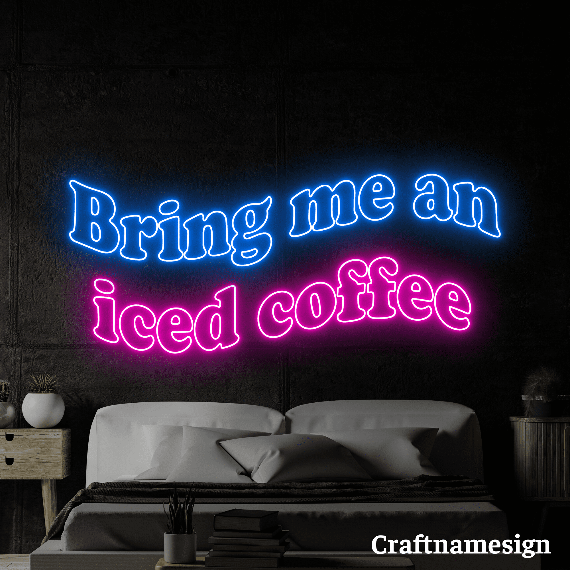 Craftnamesign Bring Me An Iced Coffee Neon Sign for Coffee Shop Drink ...