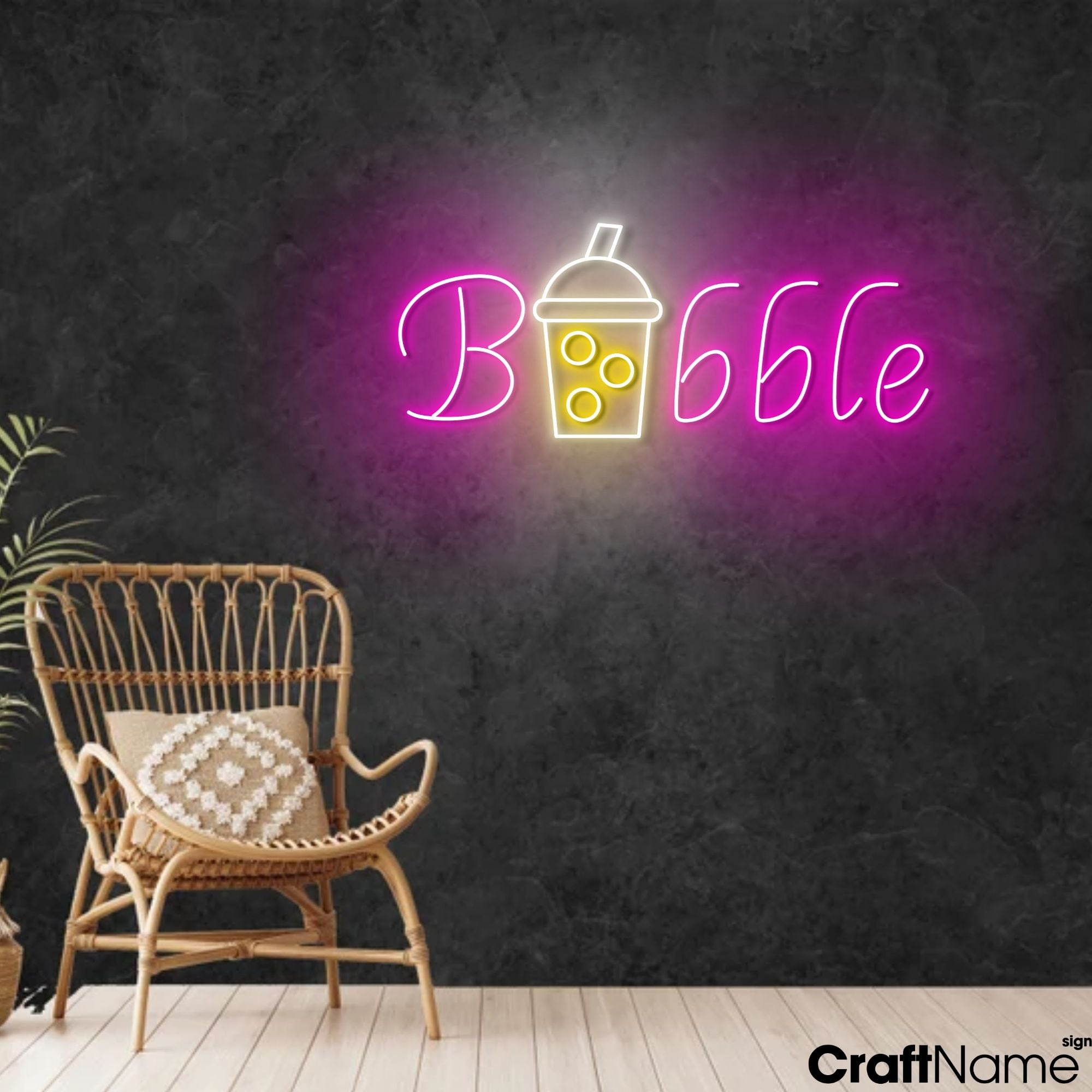 Craftnamesign Bubble Neon Light Up Wall Art, Open Sign For Milk Tea ...