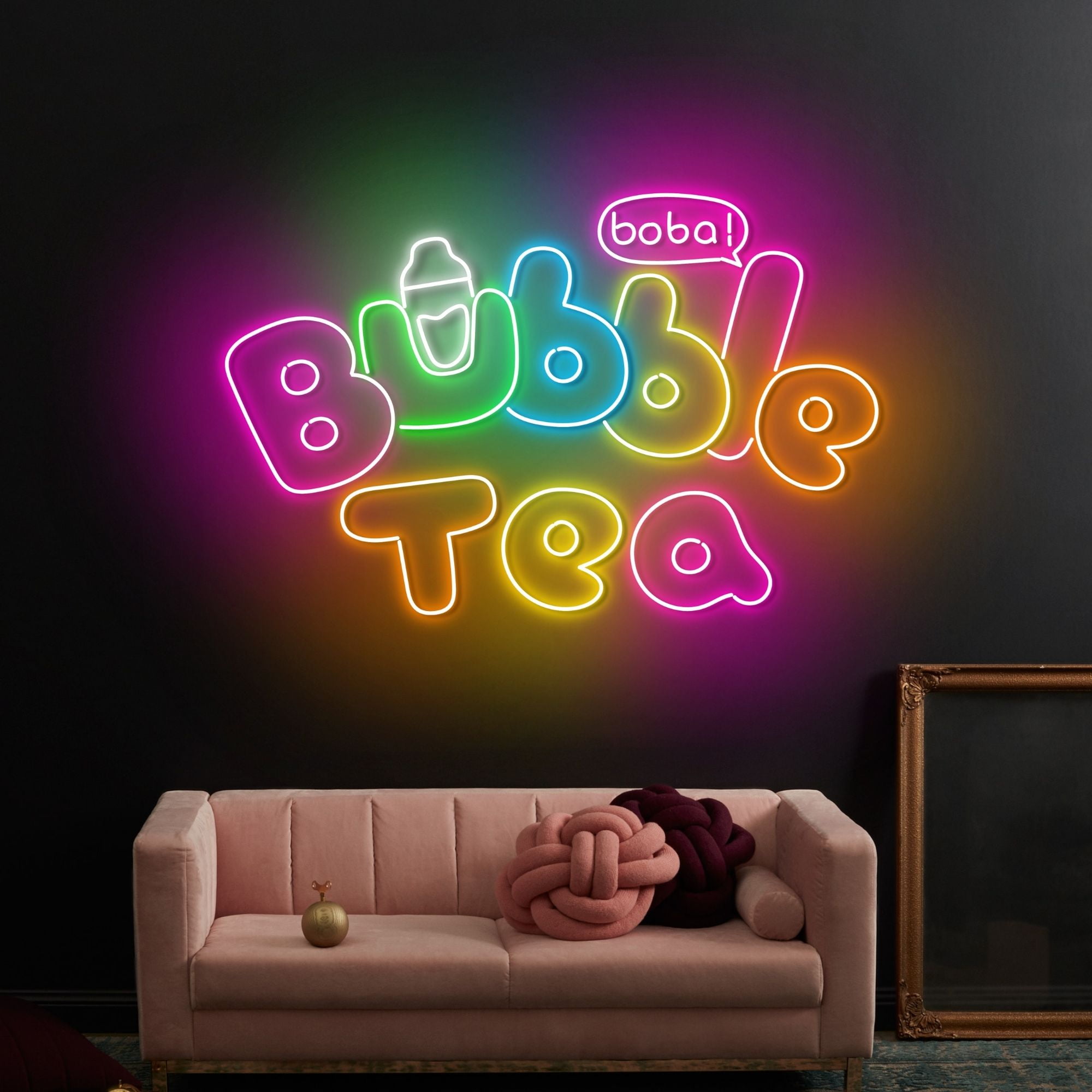 Craftnamesign Bubble Tea Neon Sign, Boba Tea LED Light Decor, Bubble ...