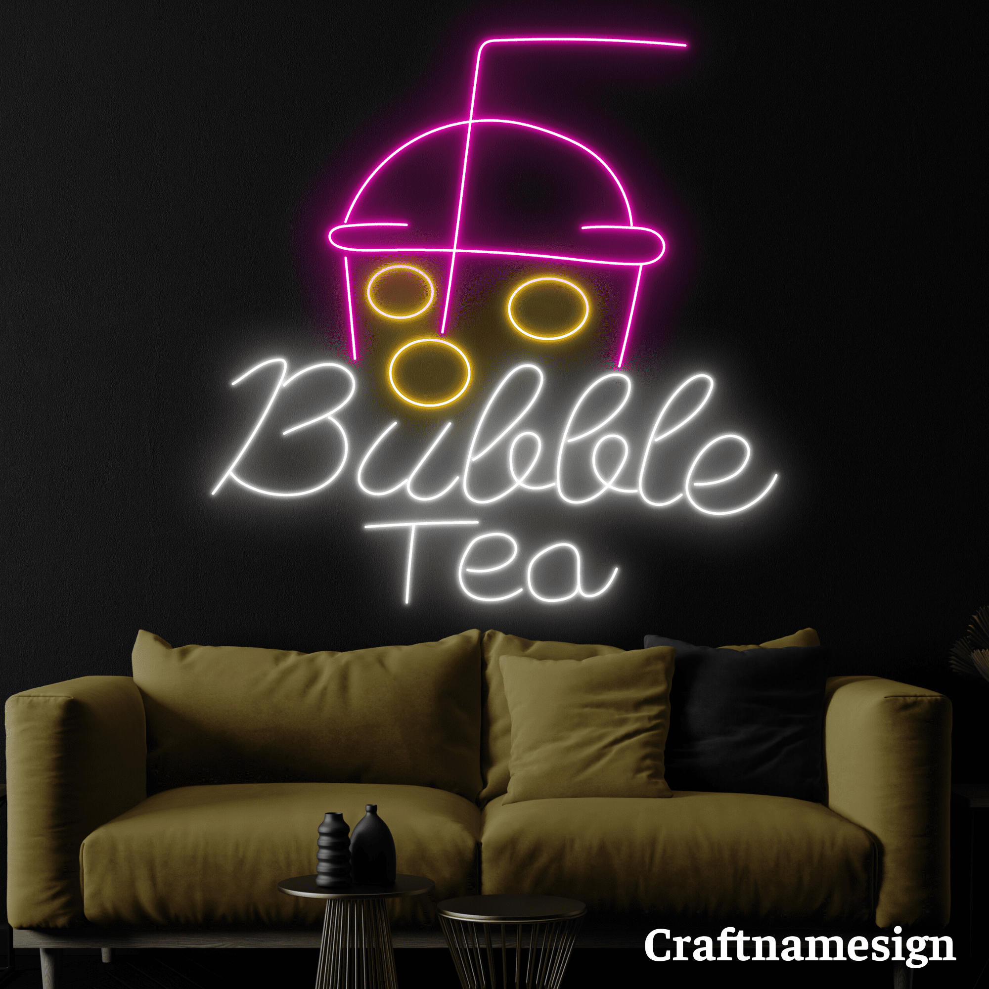 Craftnamesign Bubble Tea Neon Sign for Boba Tea Shop Store Wall Decor ...