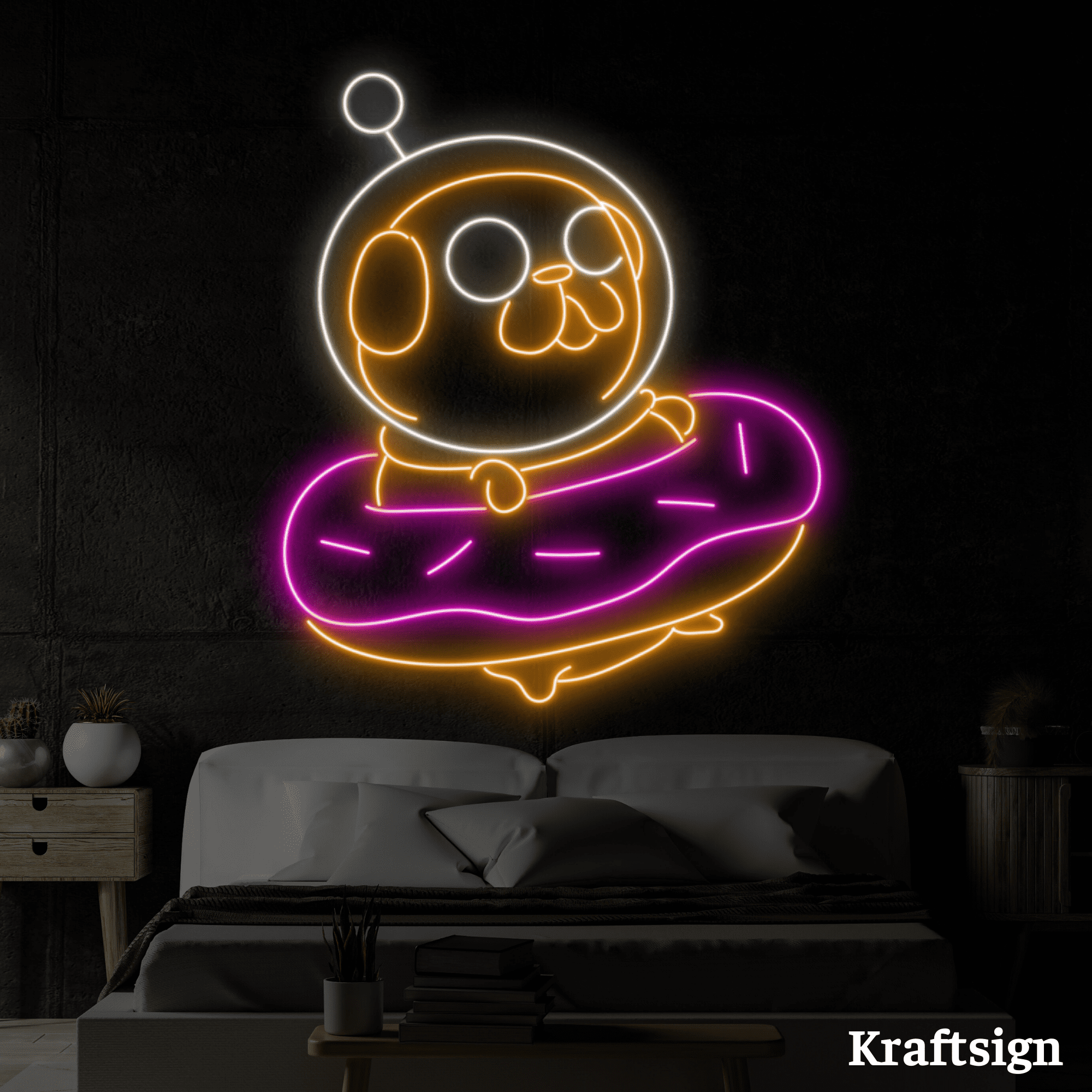 Craftnamesign Bulldog Donut Neon Sign, Donut Shop Decor, Bulldog LED ...