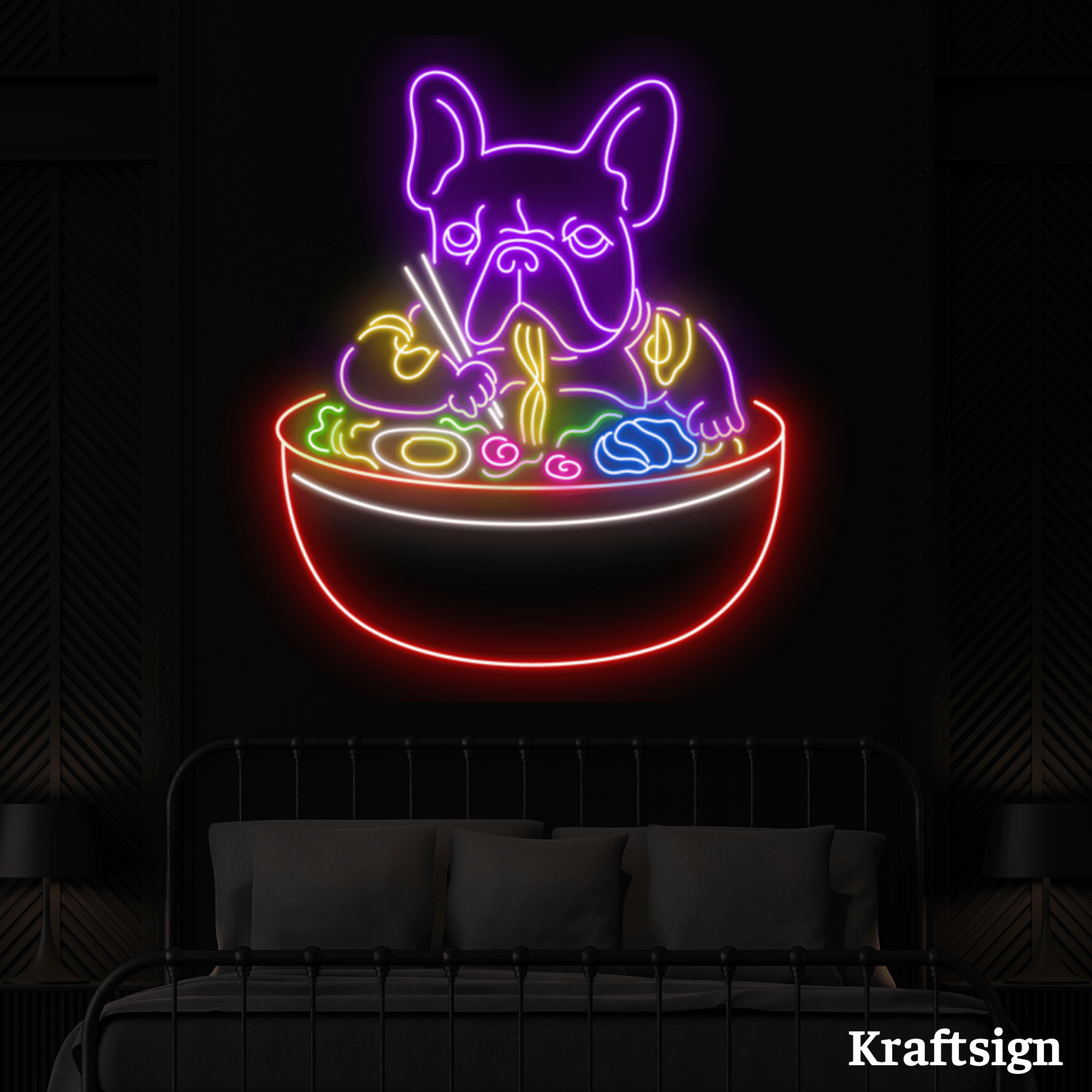 Craftnamesign Bulldog Eat Ramen Neon Sign, Japanese Ramen Restaurant ...