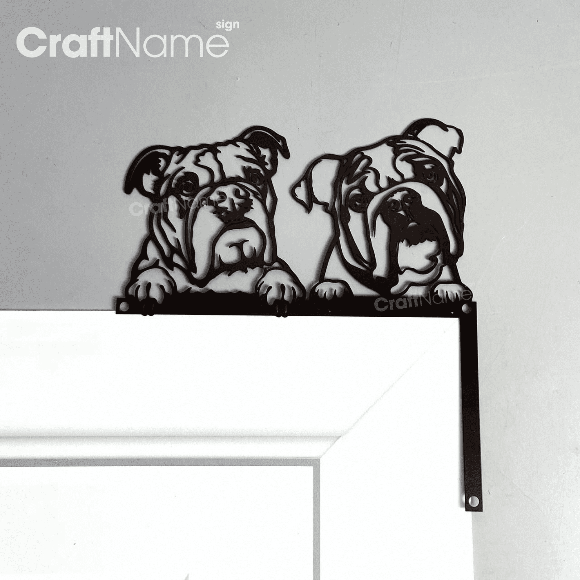 Craftnamesign Bulldog Metal Door Corner Sign, Peeking Bulldog Door ...
