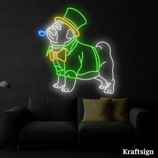 Craftnamesign Bulldog Patrick Neon Sign, St. Patrick Day Decor, Dog ...