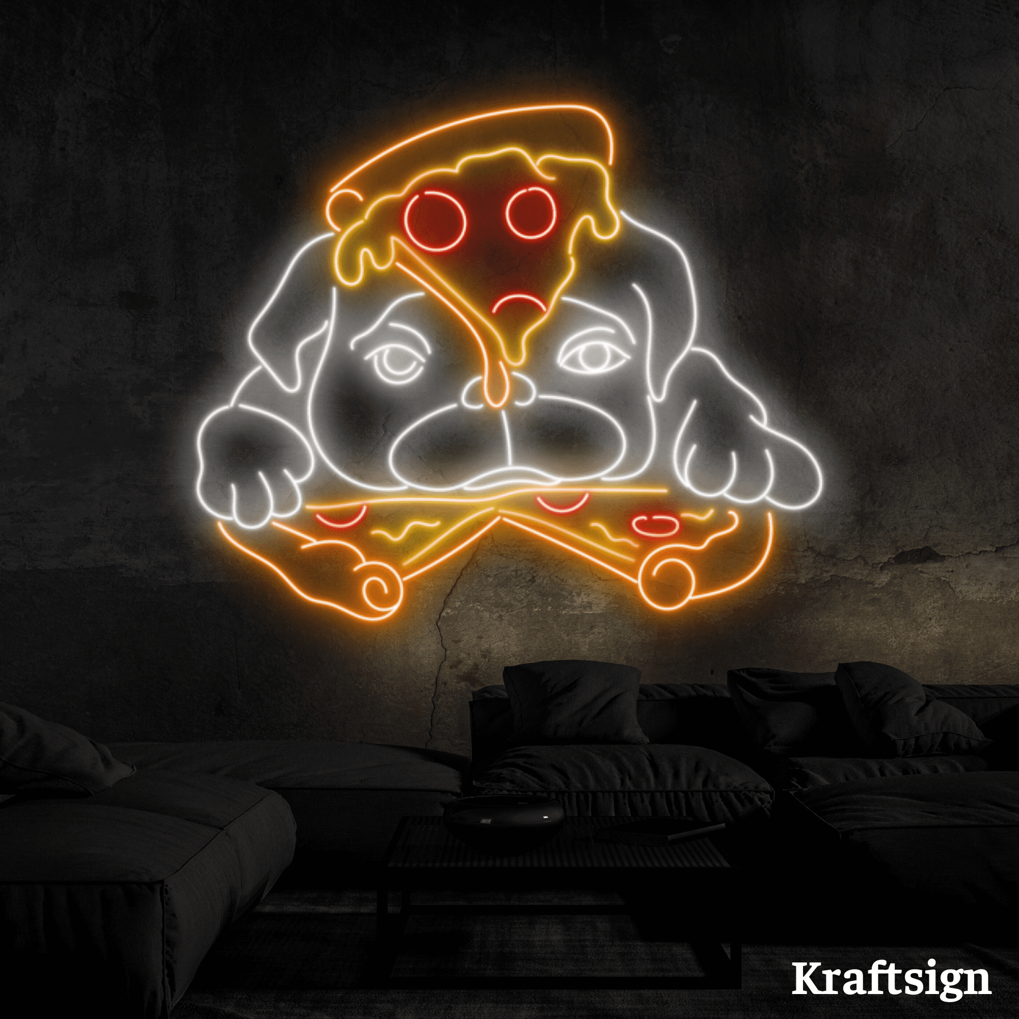 Craftnamesign Bulldog Pizza Neon Sign, Pizza Restaurant Decor, Pizza ...