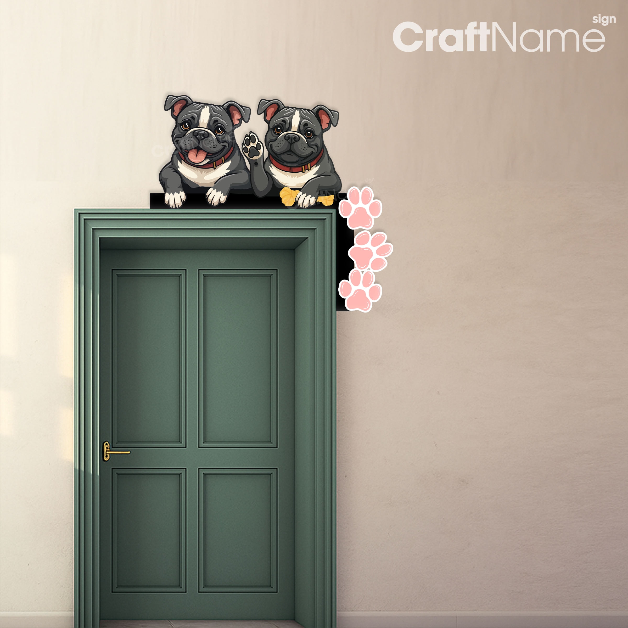 Craftnamesign Bully Dog Door Corner Metal Wall Art, Bedroom Door ...