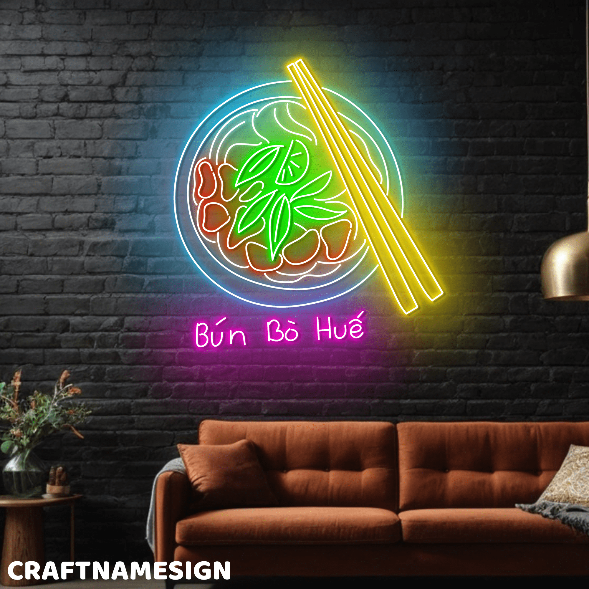 Craftnamesign Bun Bo Hue Neon Sign, Hue Beef Noodle Soup LED For ...