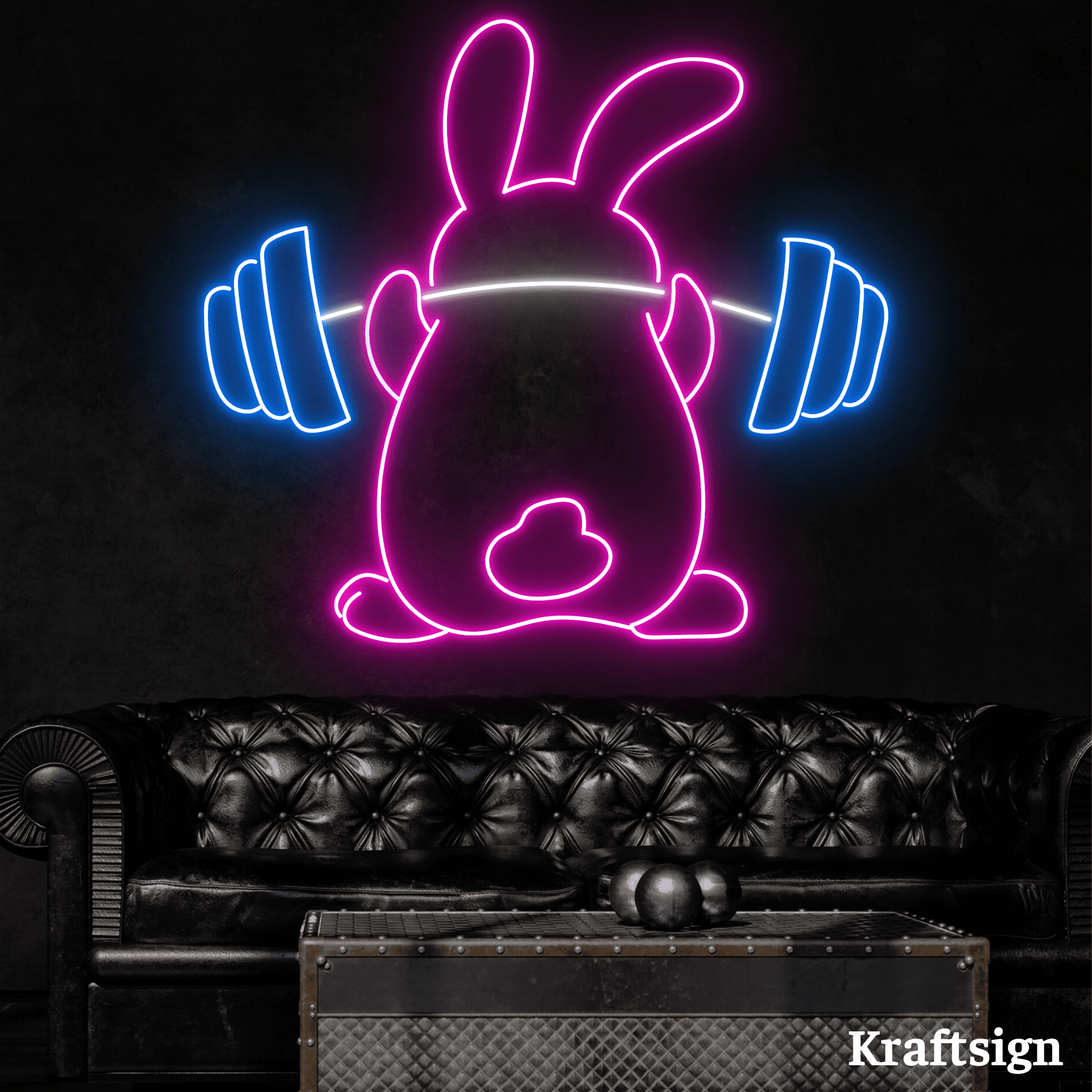 Craftnamesign Bunny Lift the Weight Neon Sign, Gym Neon Sign, Gym Decor ...