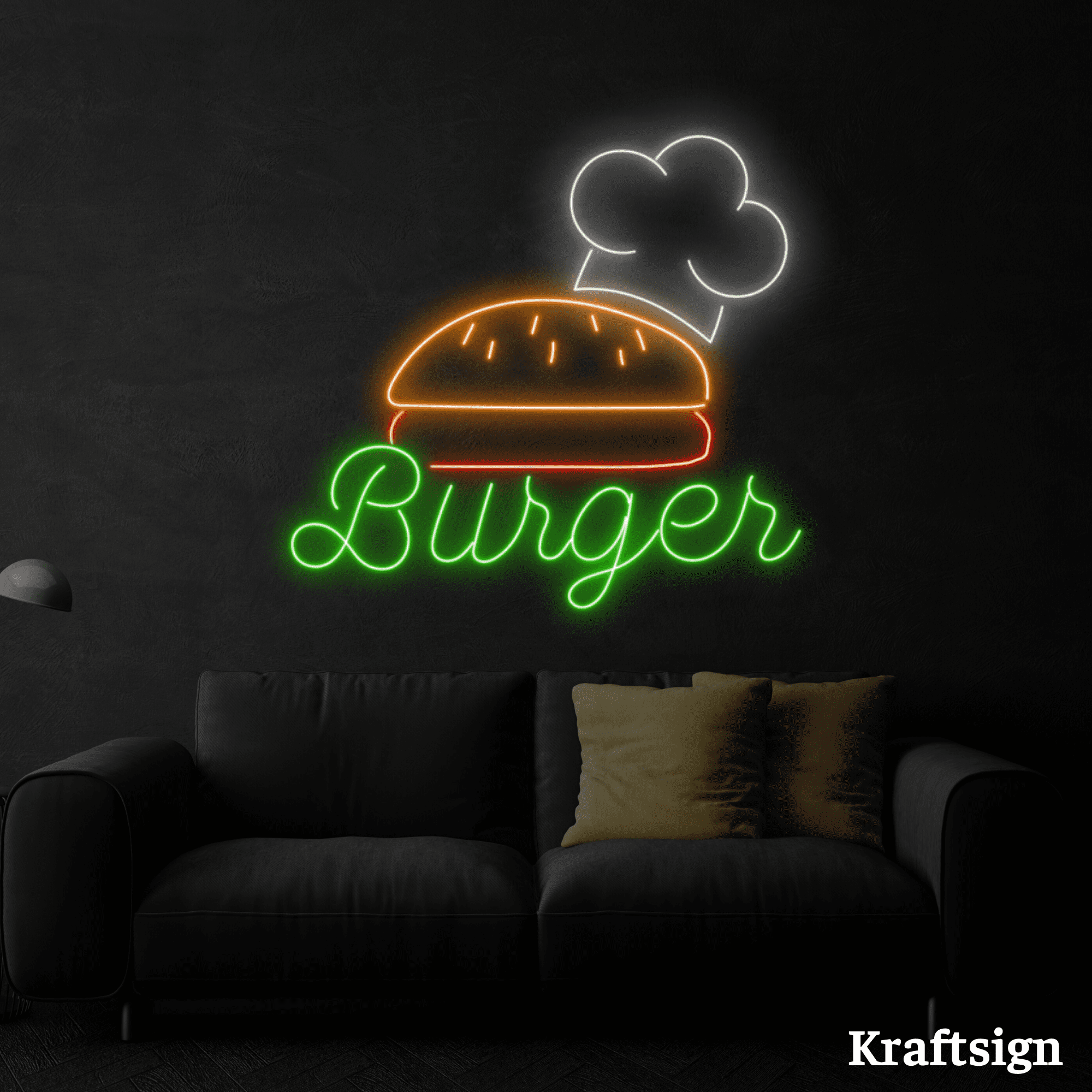 Craftnamesign Burger Chef Neon Sign, Burger Shop LED Sign, Fast Food ...