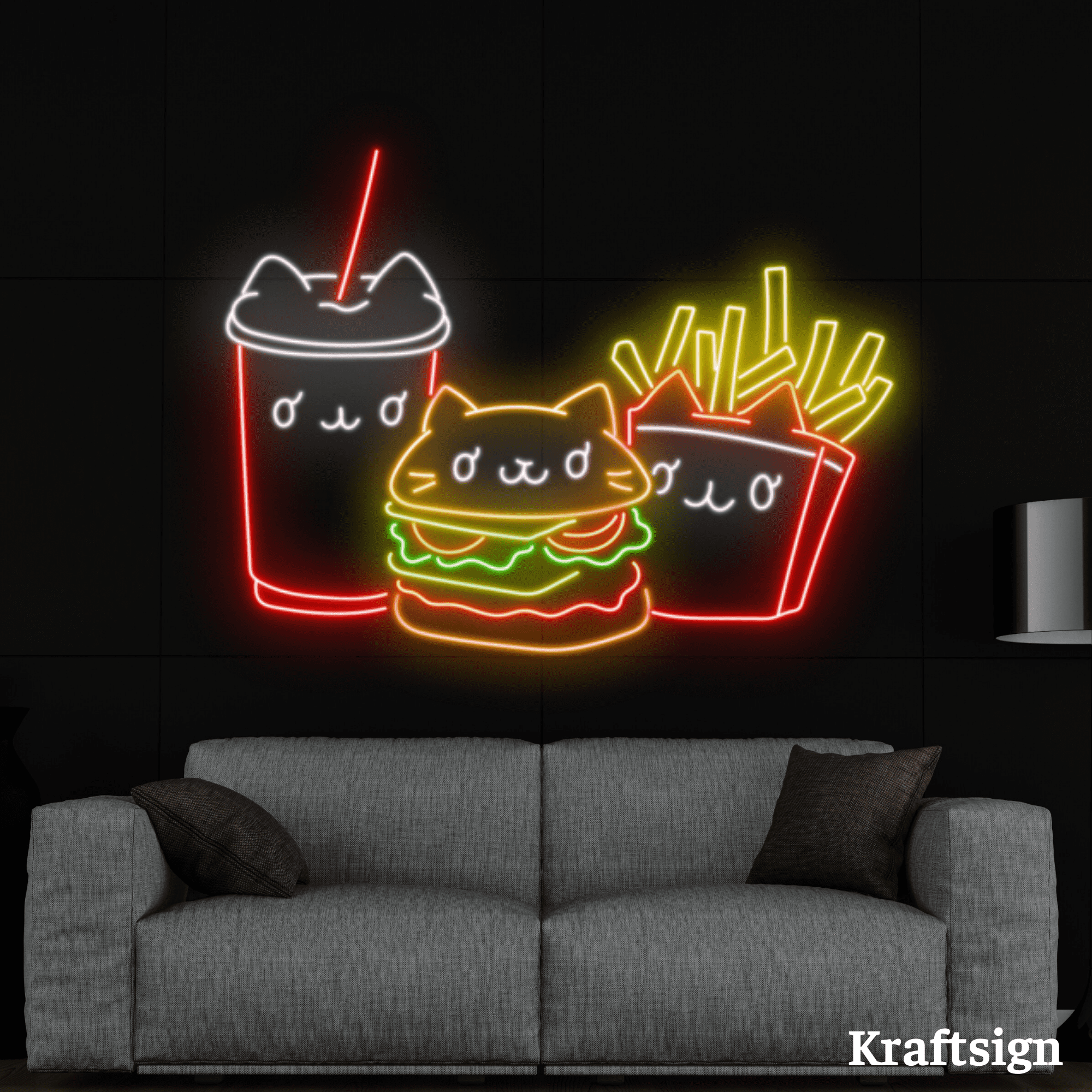 Craftnamesign Burger French Fries LED Neon Signs, Fast Food Shop Decor ...