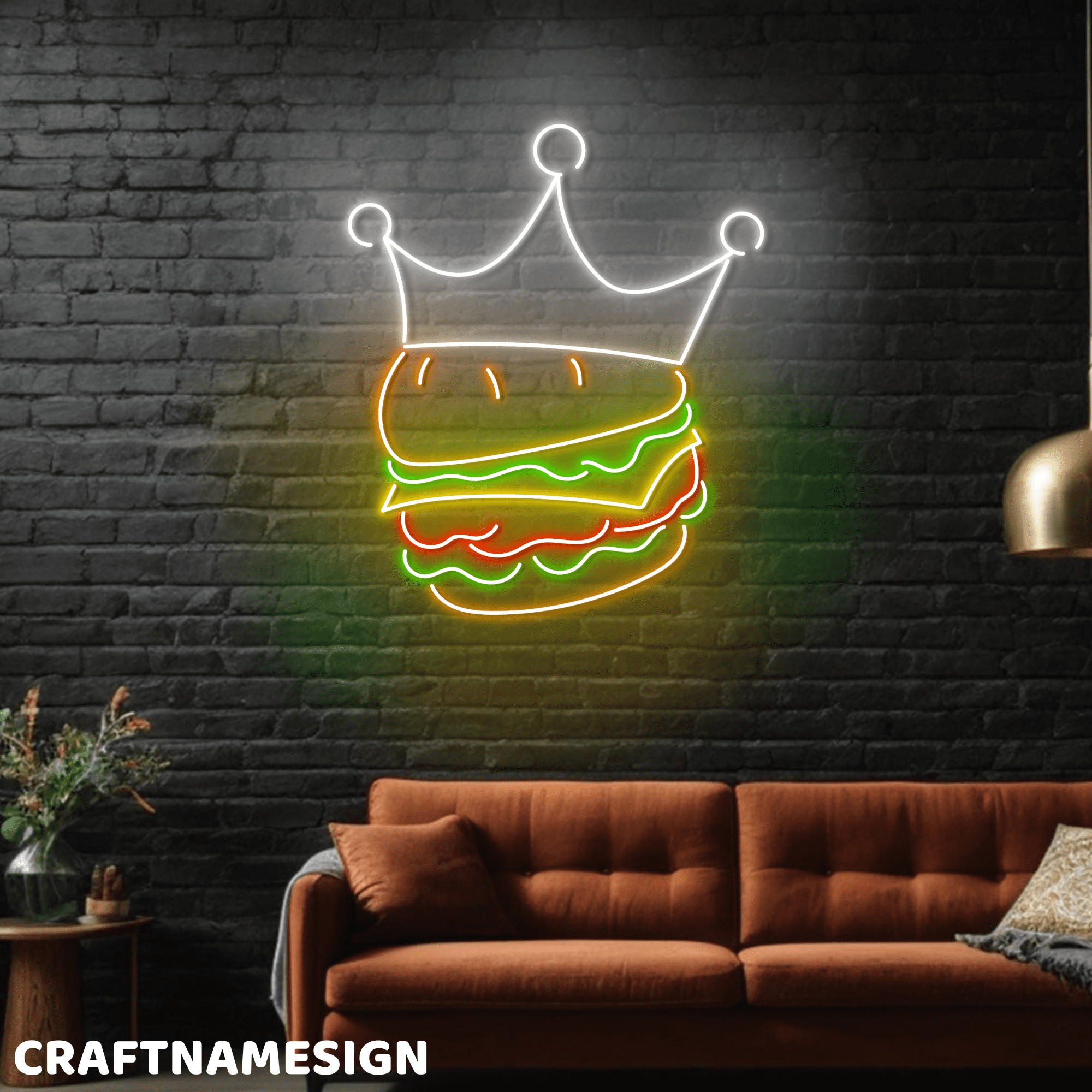 Craftnamesign Burger King Neon Light, Hamburger Store Wall Art ...