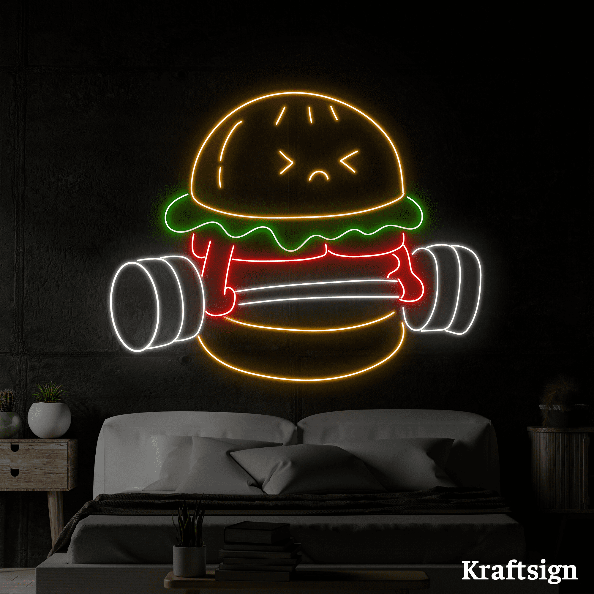 Craftnamesign Burger Lifting Neon Sign, Burger Shop Decor, Fast Food ...