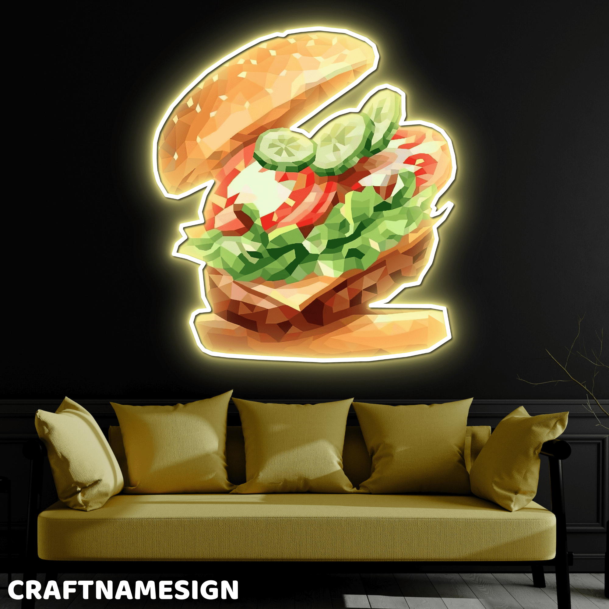 Craftnamesign Burger Neon Decal, Fast Food Wall Art, Restaurant Wall ...