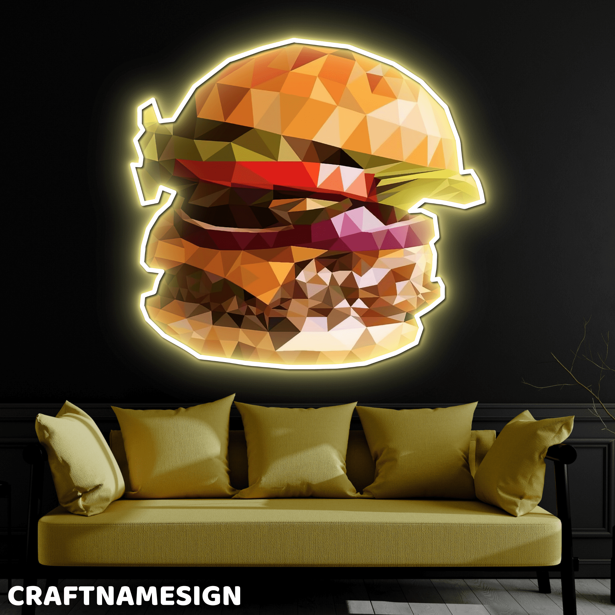 Craftnamesign Burger Neon Decal, Hamburger Store Wall Art, Fast Food ...