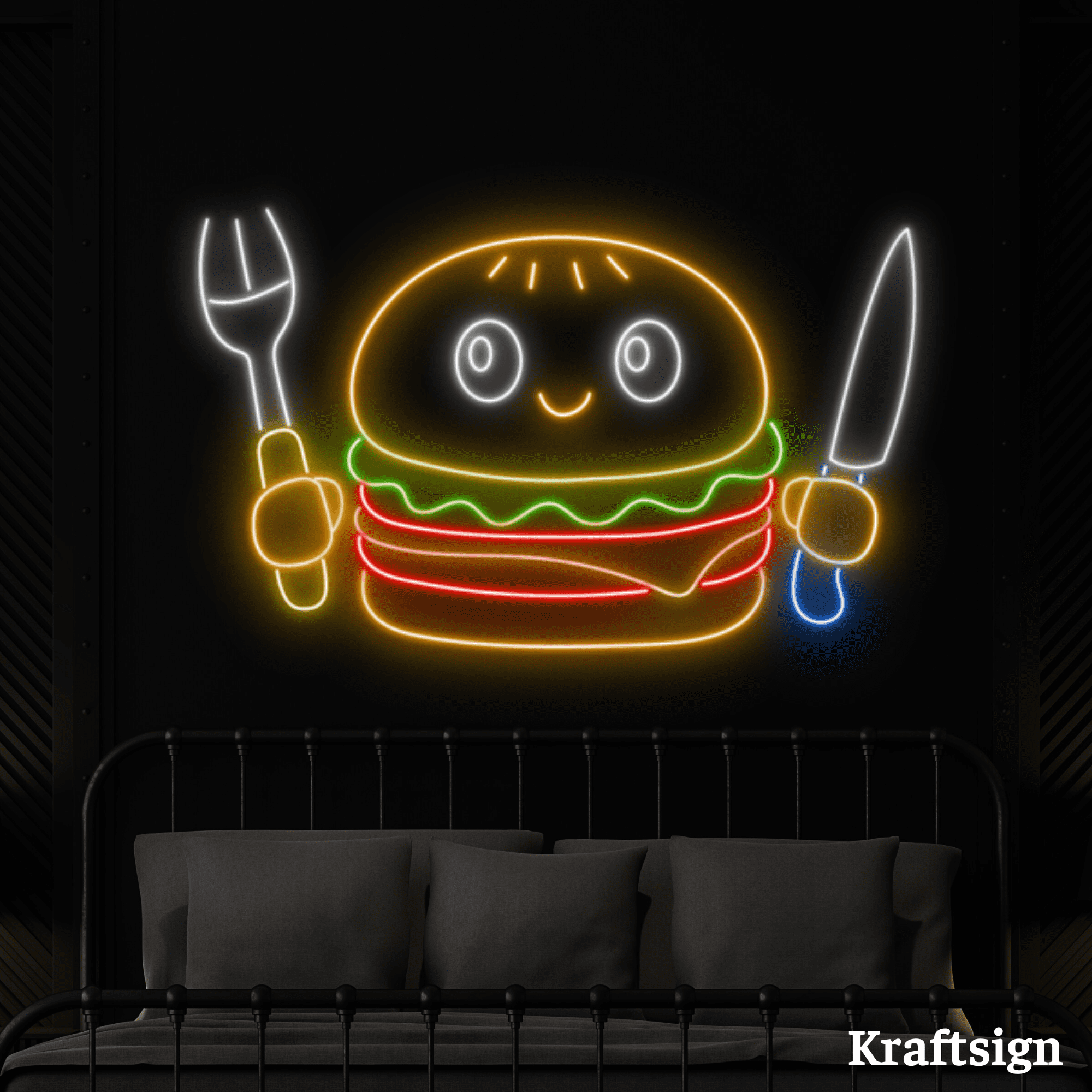 Craftnamesign Burger Neon Sign, Burger Restaurant Decor, Burger LED ...