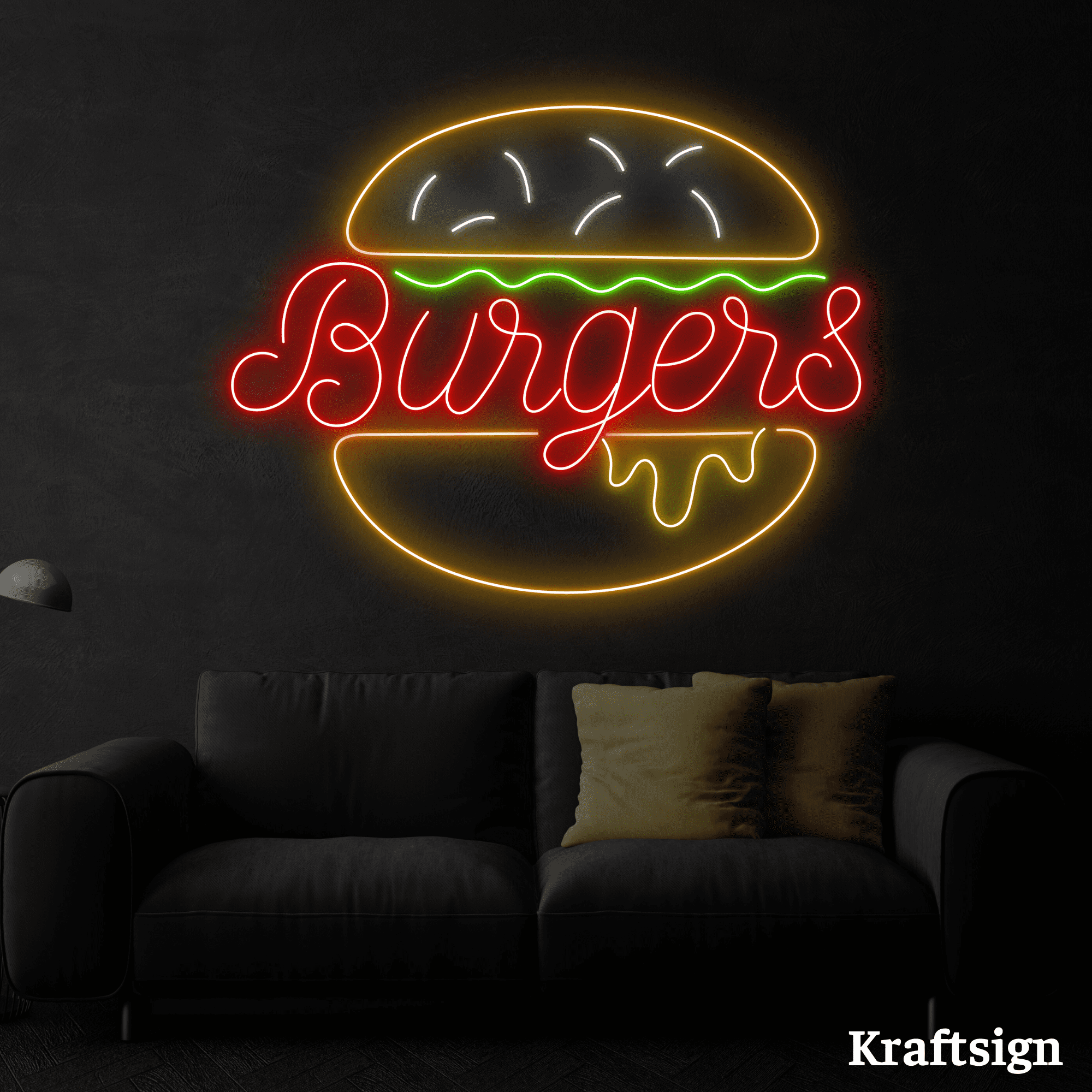 Craftnamesign Burger Neon Sign, Burger Shop Decor, Fast Food Wall Art ...