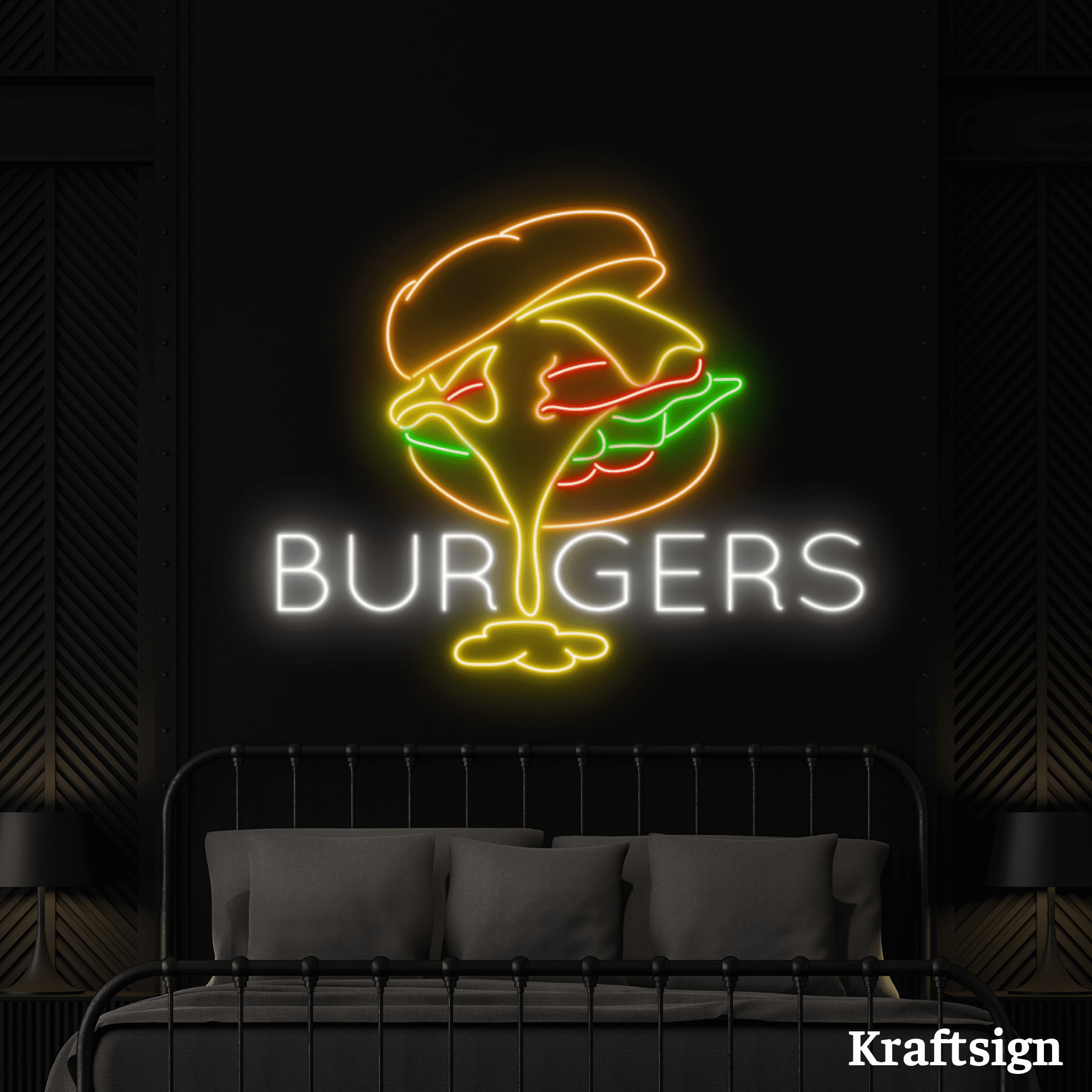 Craftnamesign Burger Neon Sign, Burger Shop LED Sign, Fast Food Shop ...