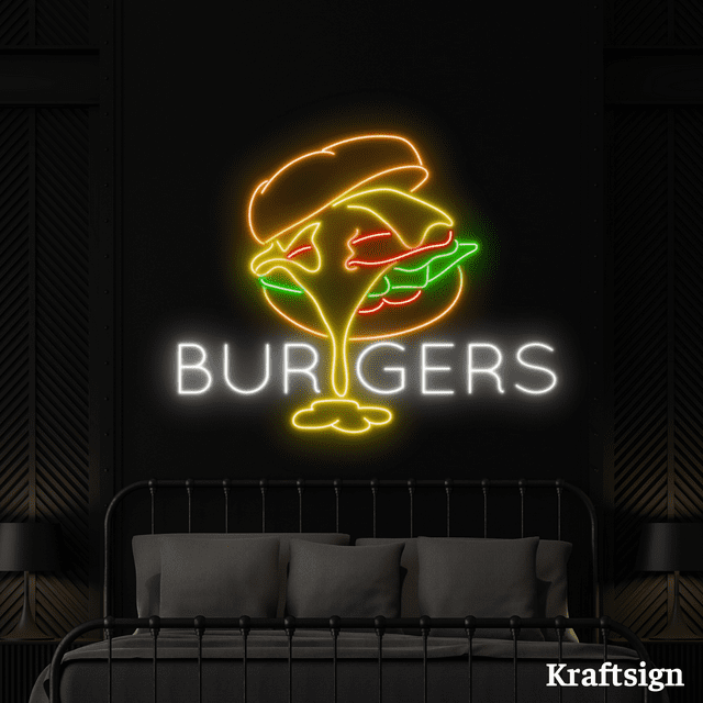 Craftnamesign Burger Neon Sign, Burger Shop LED Sign, Fast Food Shop ...