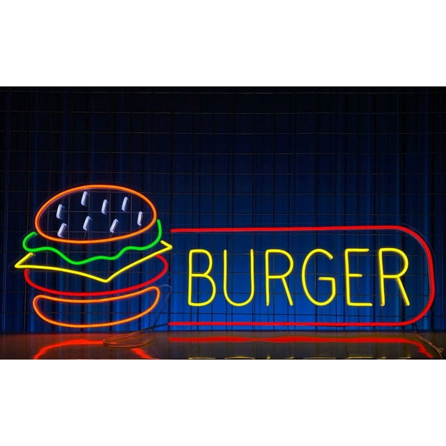 Craftnamesign Burger Neon Sign, Burger Shop LED Sign, Fast Food Shop ...
