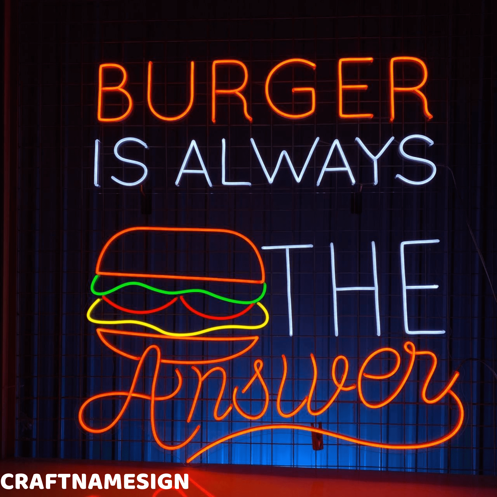 Craftnamesign Burger Neon Sign, Kitchen Wall Decor, Fast Food ...