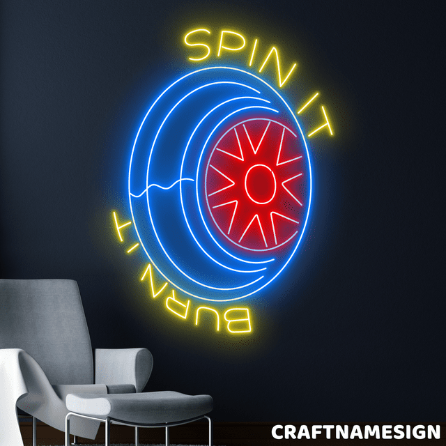 Craftnamesign Burn It Spin It Neon Sign, Game Room Wall Decor, Game ...