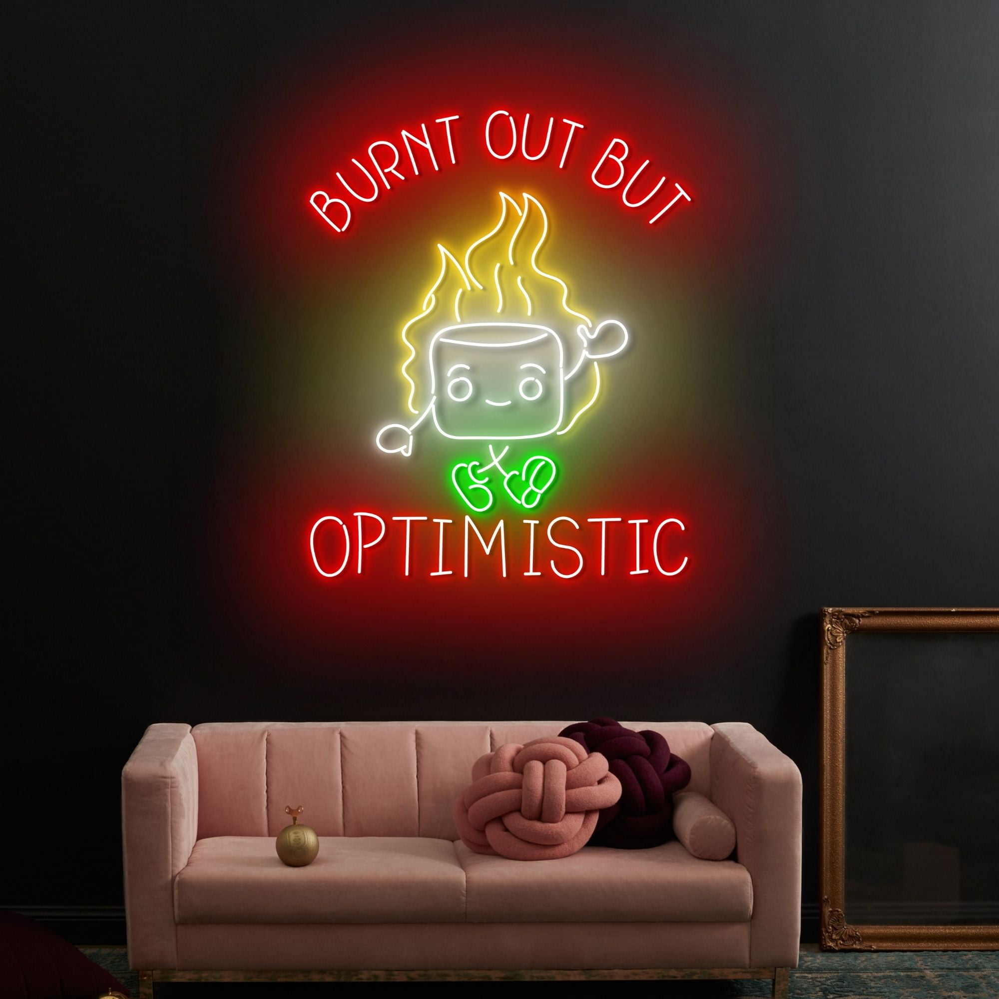 Craftnamesign Burnt Out But Optimistic Neon Light, Positive Quotes LED ...