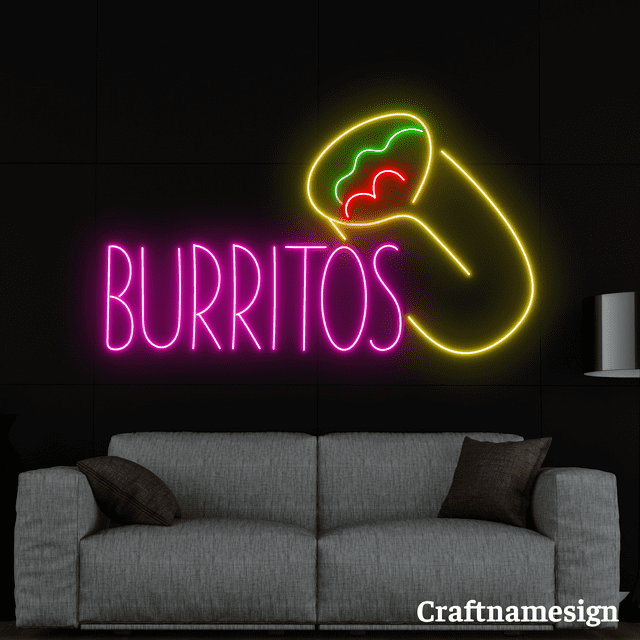 Craftnamesign Burritos Neon Sign Mexican Food Restaurant Burritos Shop ...