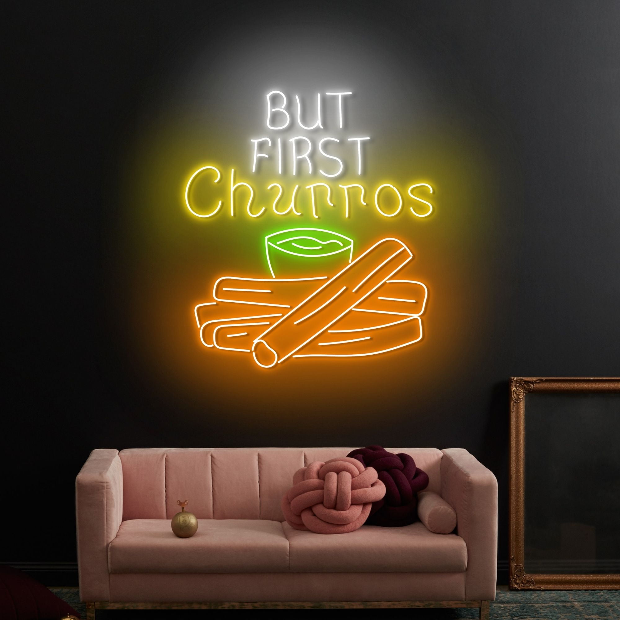 Craftnamesign But First Churros Neon Sign, Churros LED Light, Churros Bakery Wall Art Decor ...