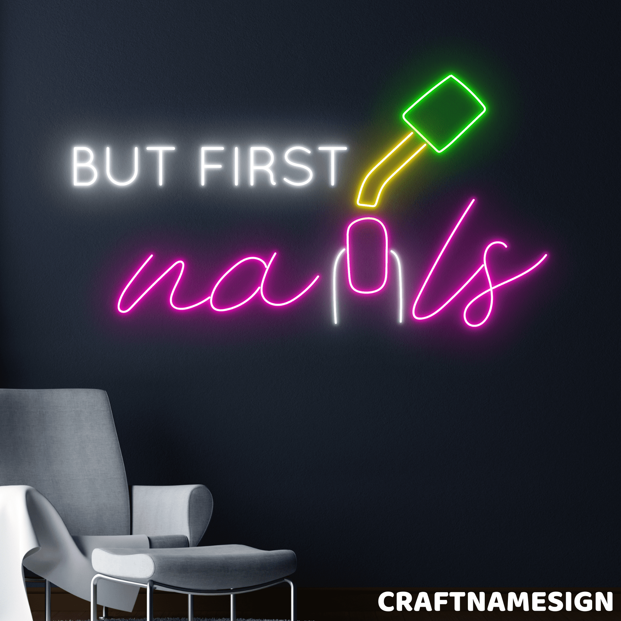 Craftnamesign But First Nails Neon Sign, Beauty Nails Wall Decor, Nails ...