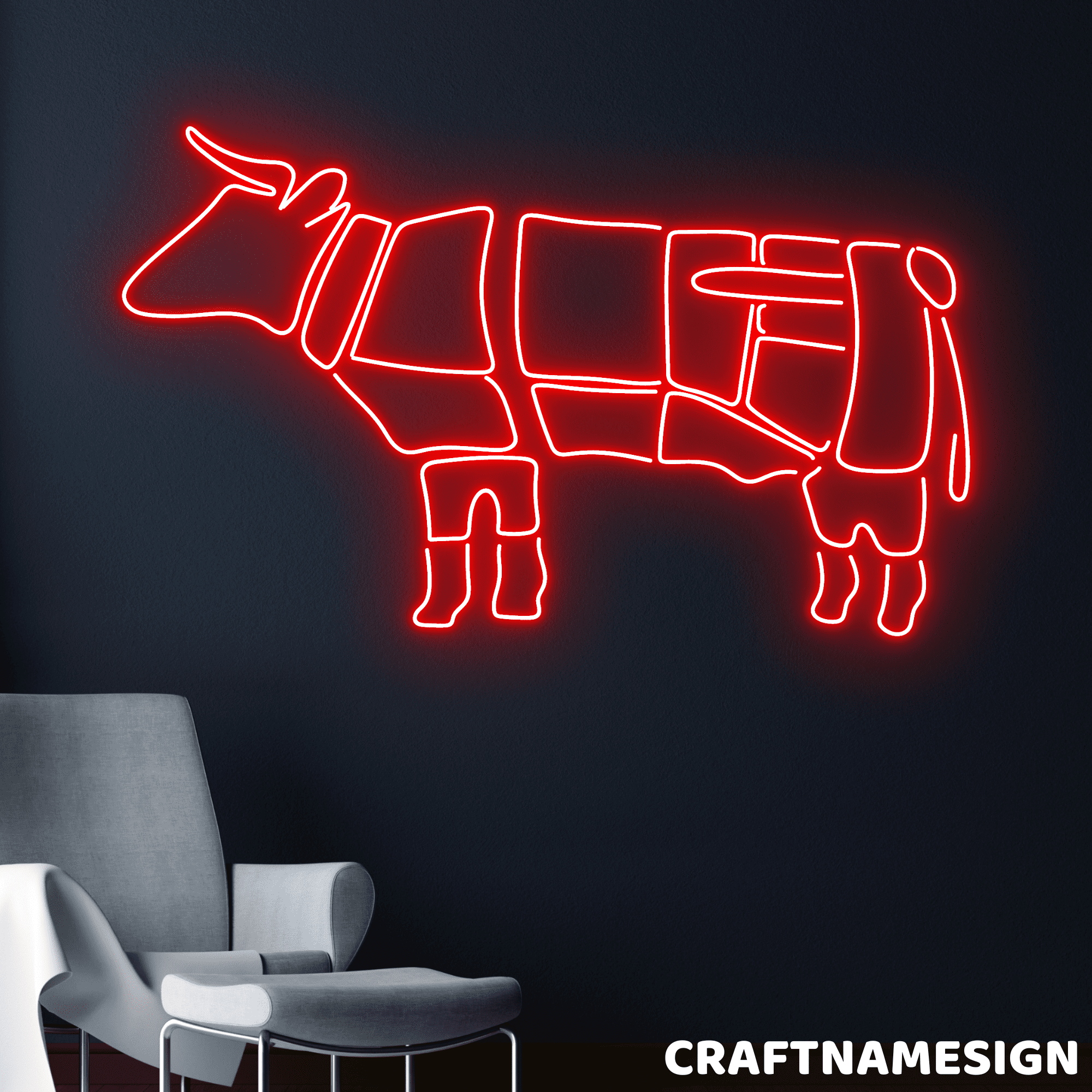 Craftnamesign Butcher Shop Neon Sign, Meat Store Wall Decor, Animal ...