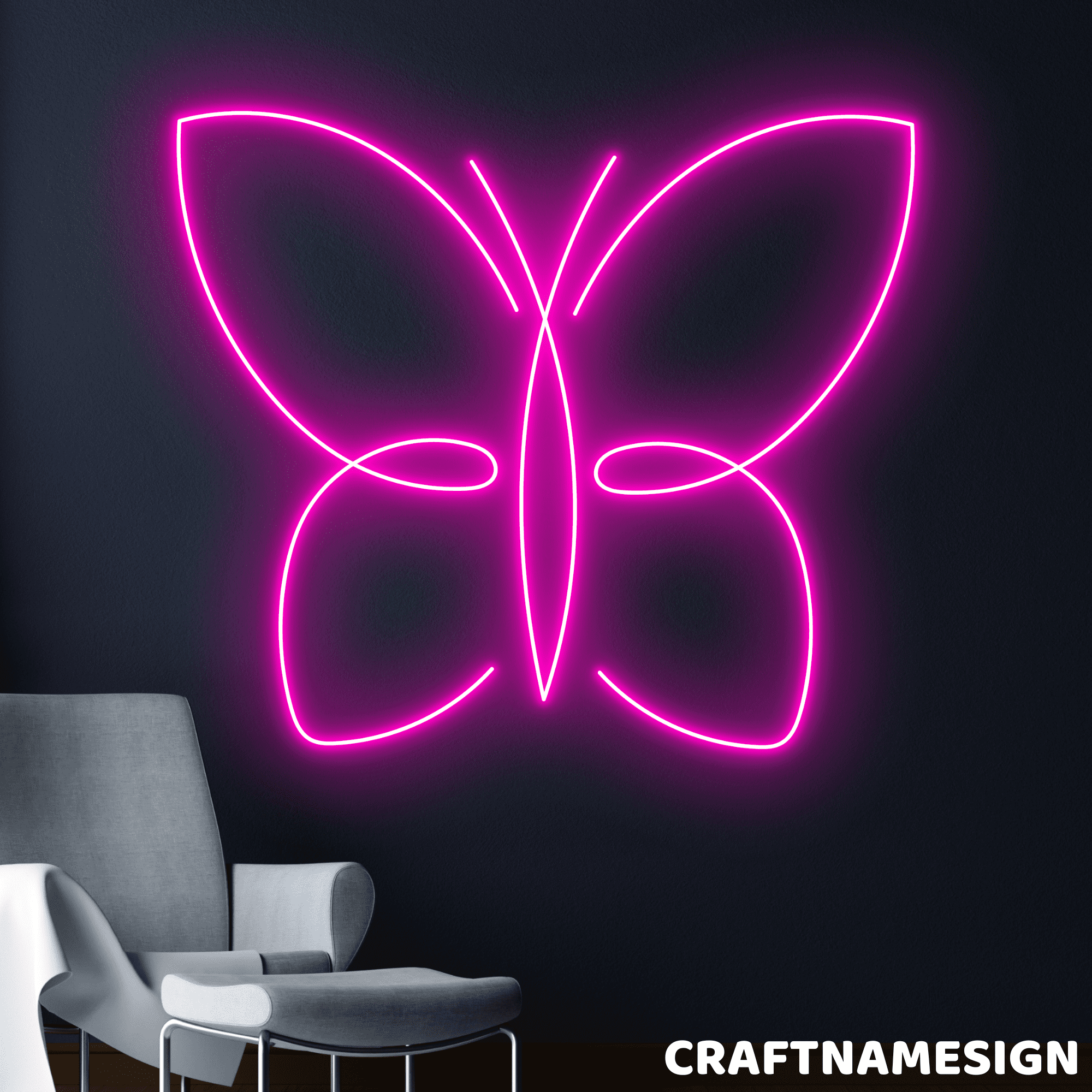 Craftnamesign Butterfly Artwork Neon Sign, Store Shop Wall Art ...