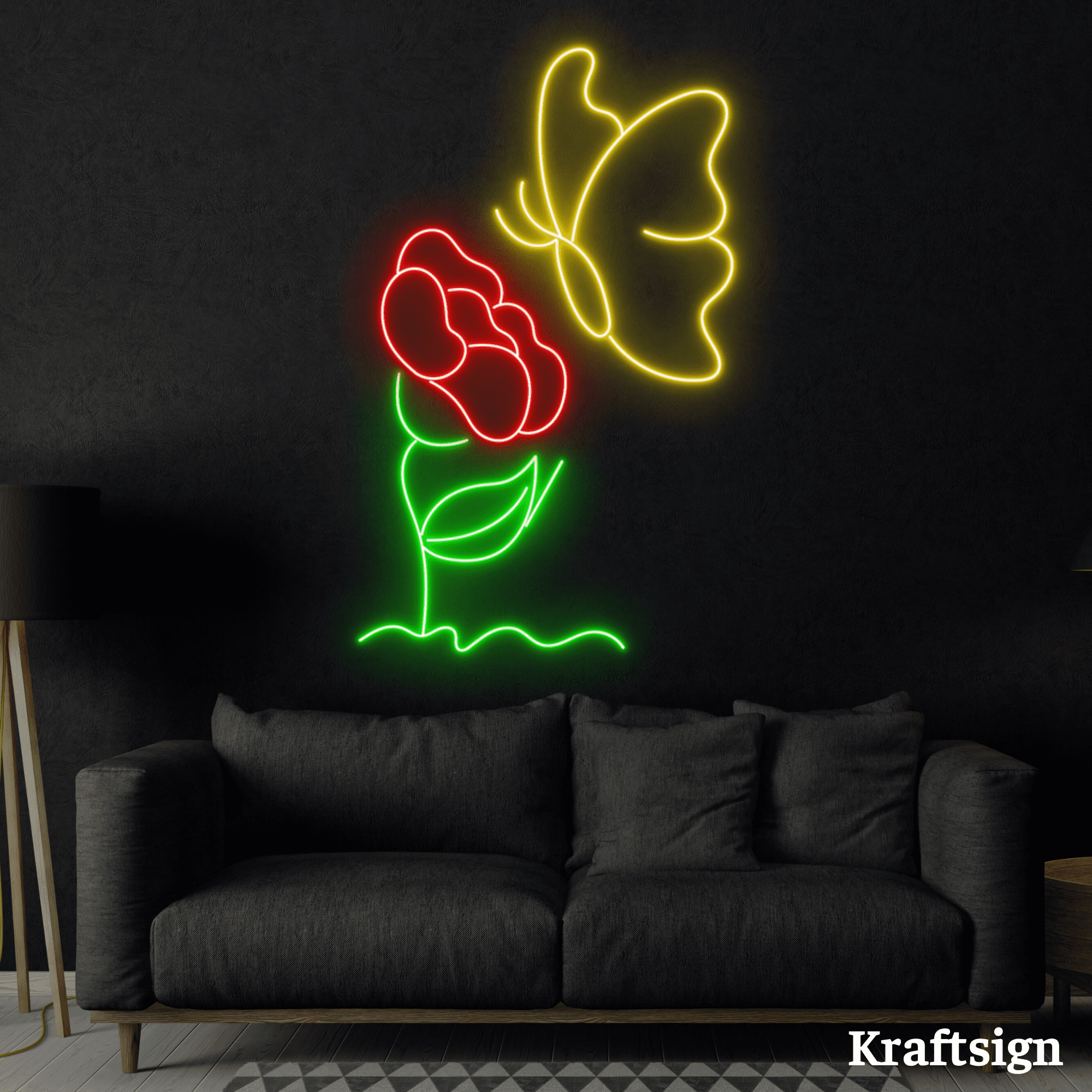 Craftnamesign Butterfly Flower Neon Sign, Flower Shop LED Sign, Room ...