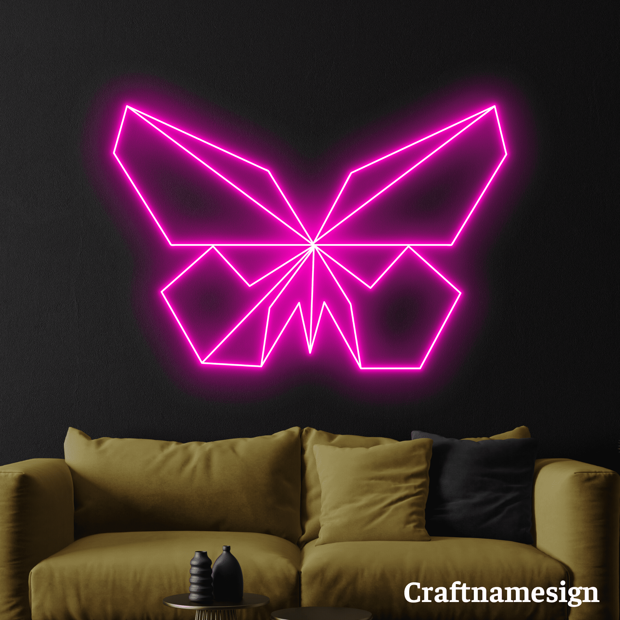 Craftnamesign Butterfly Geometric Neon Sign Bedroom Bar Club Wall Decor ...