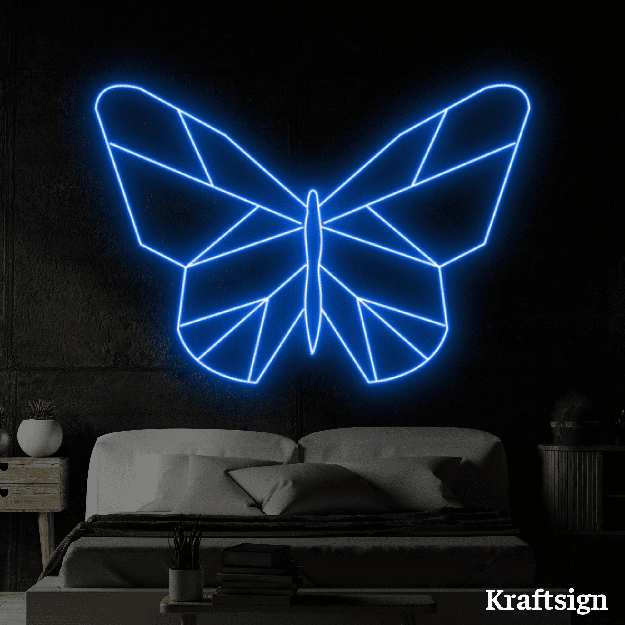 Craftnamesign Butterfly Geometric Neon Sign, Butterfly LED Sign ...