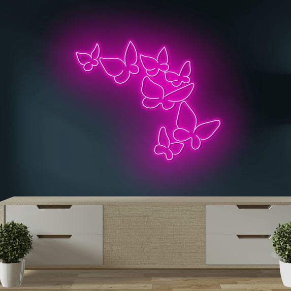 Craftnamesign Butterfly Neon Light Sign, Butterfly Home Decor, Flower ...
