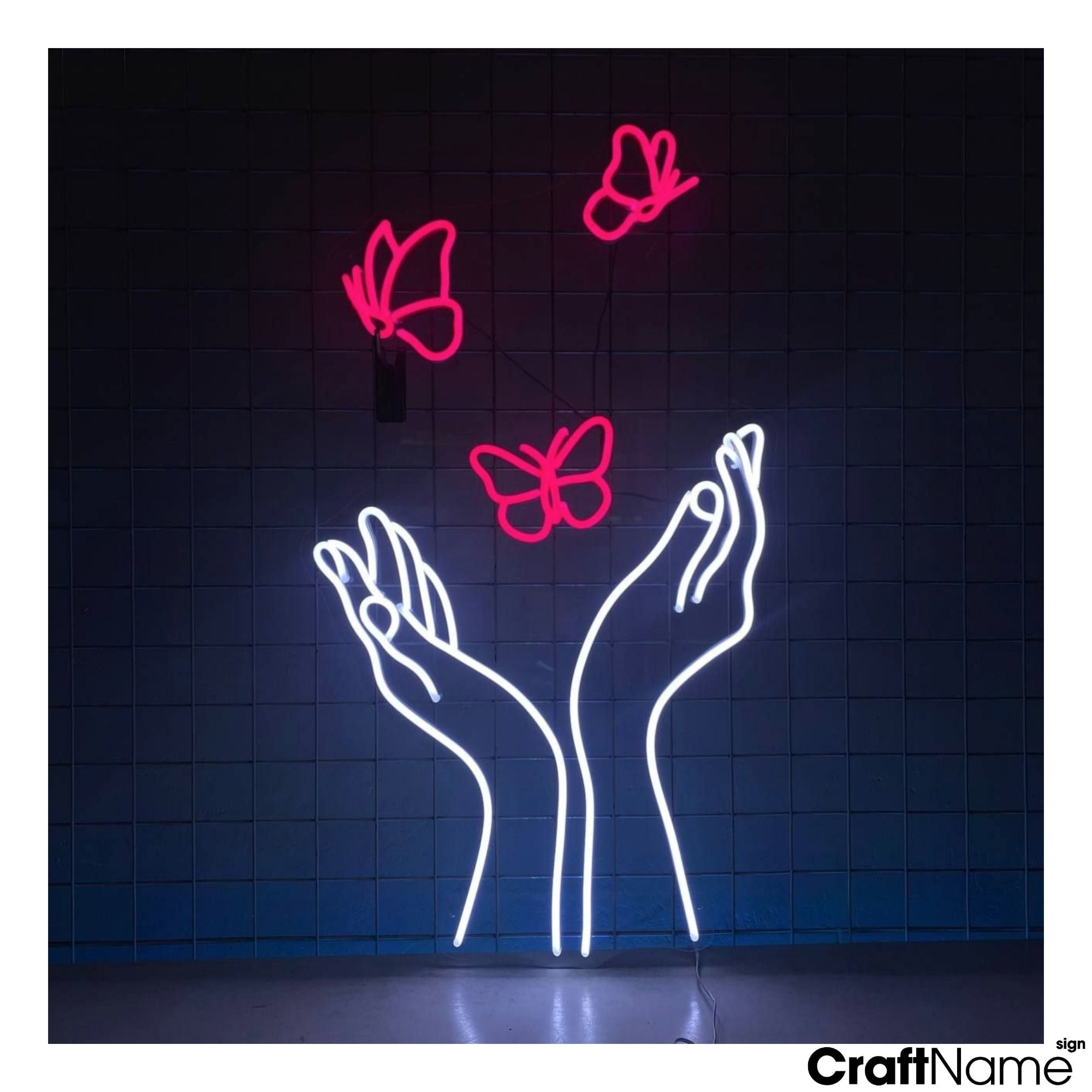 Craftnamesign Butterfly Neon Light Sign Wall Art For Flower Store Shop ...