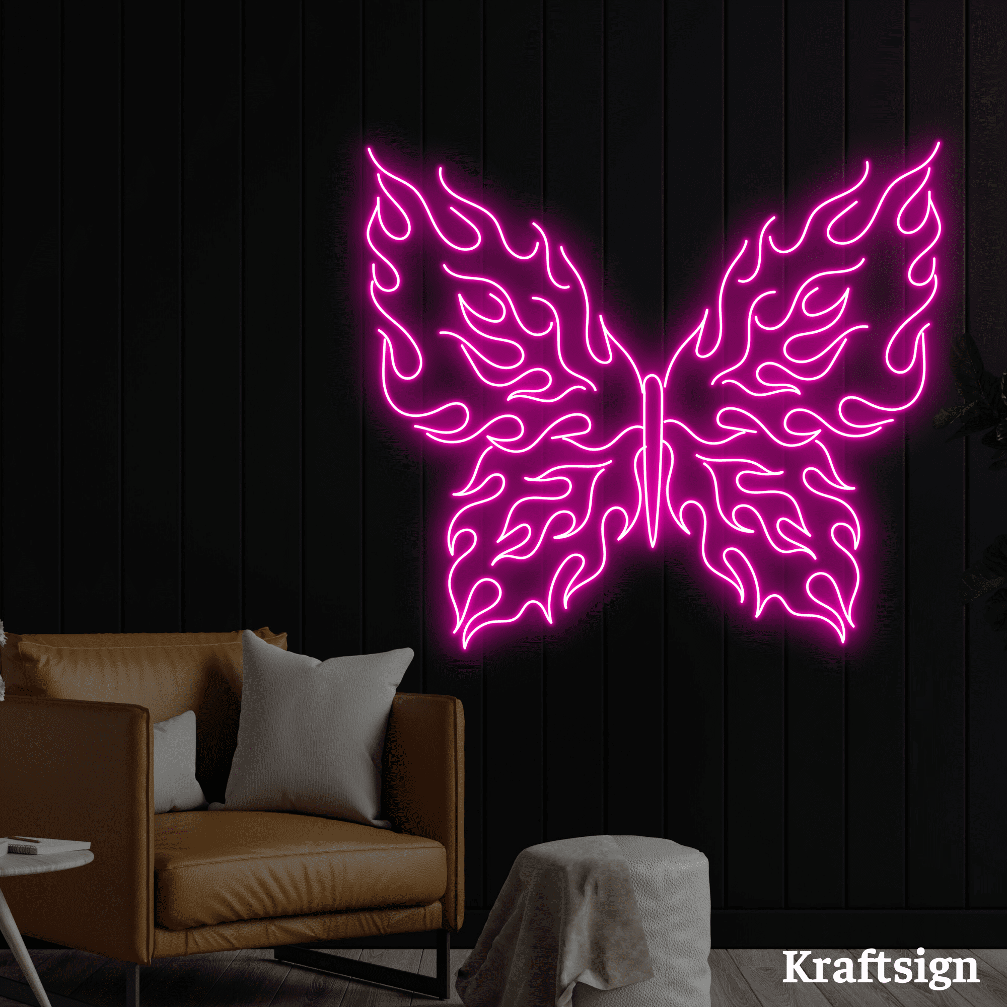 Craftnamesign Butterfly Neon Sign, Girl Room Decor, Butterfly Art LED ...