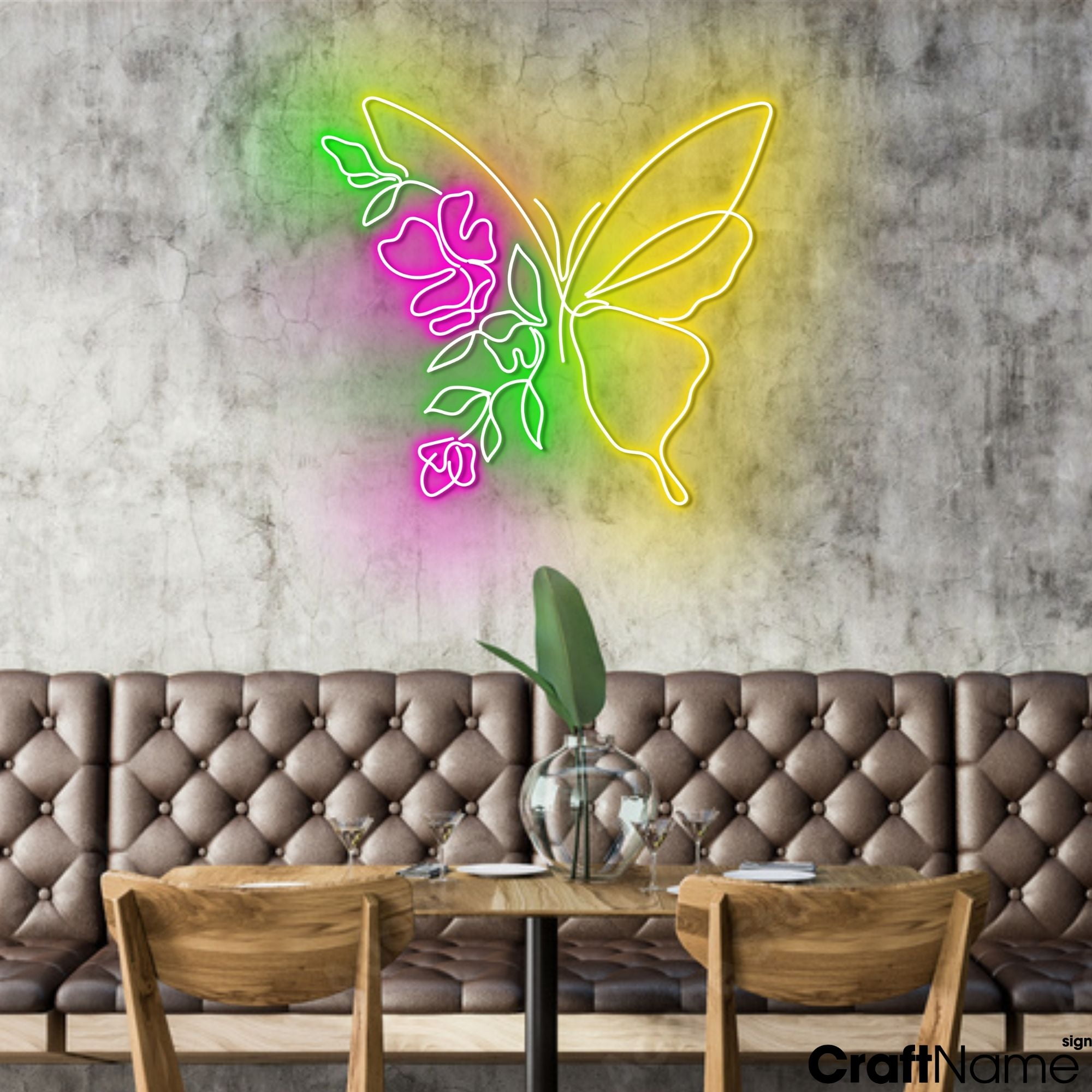 Craftnamesign Butterfly Neon Sign Light Wall Art For Floral Shop ...