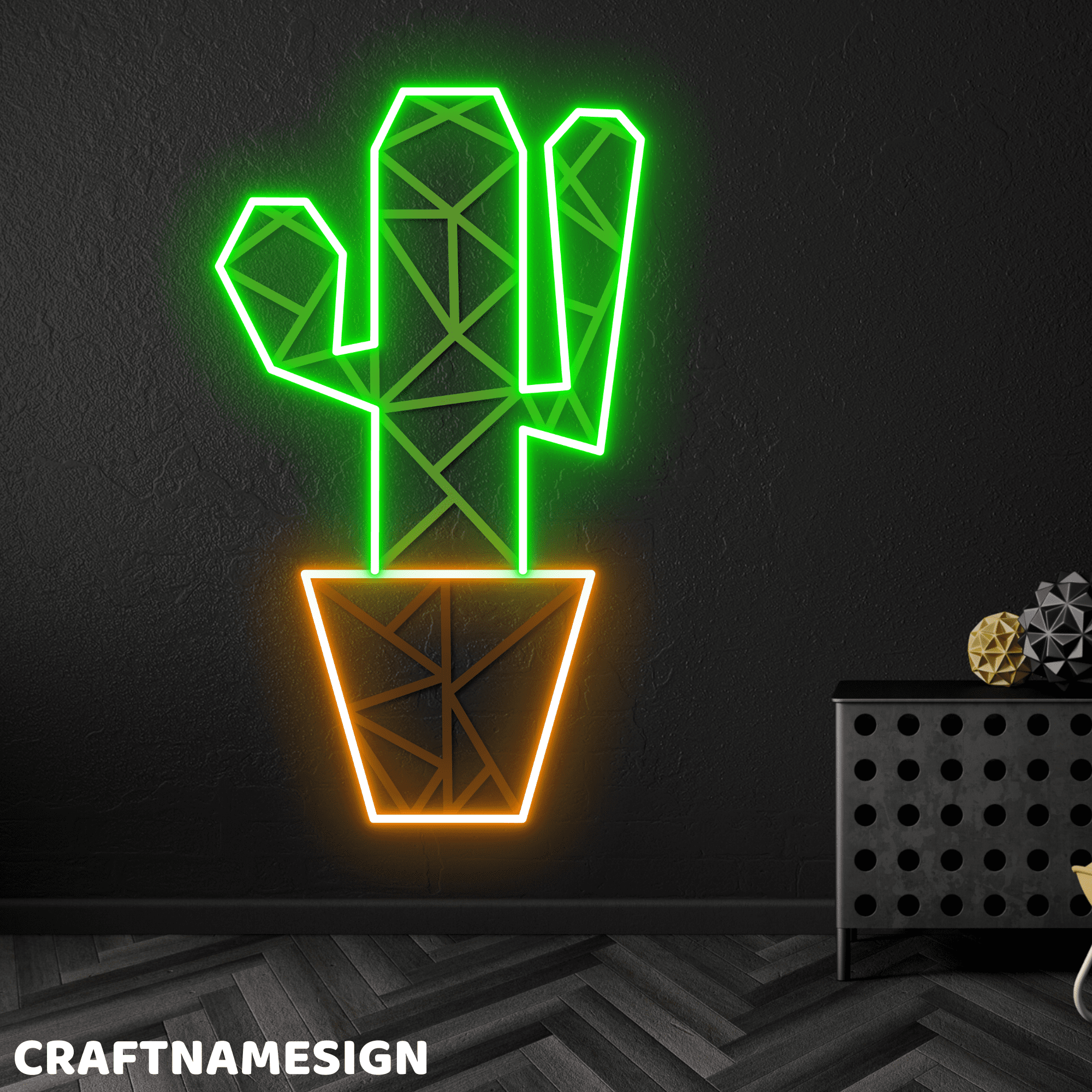 Craftnamesign Cactus Neon Decal, Living Room Wall Art, Resort Wall ...