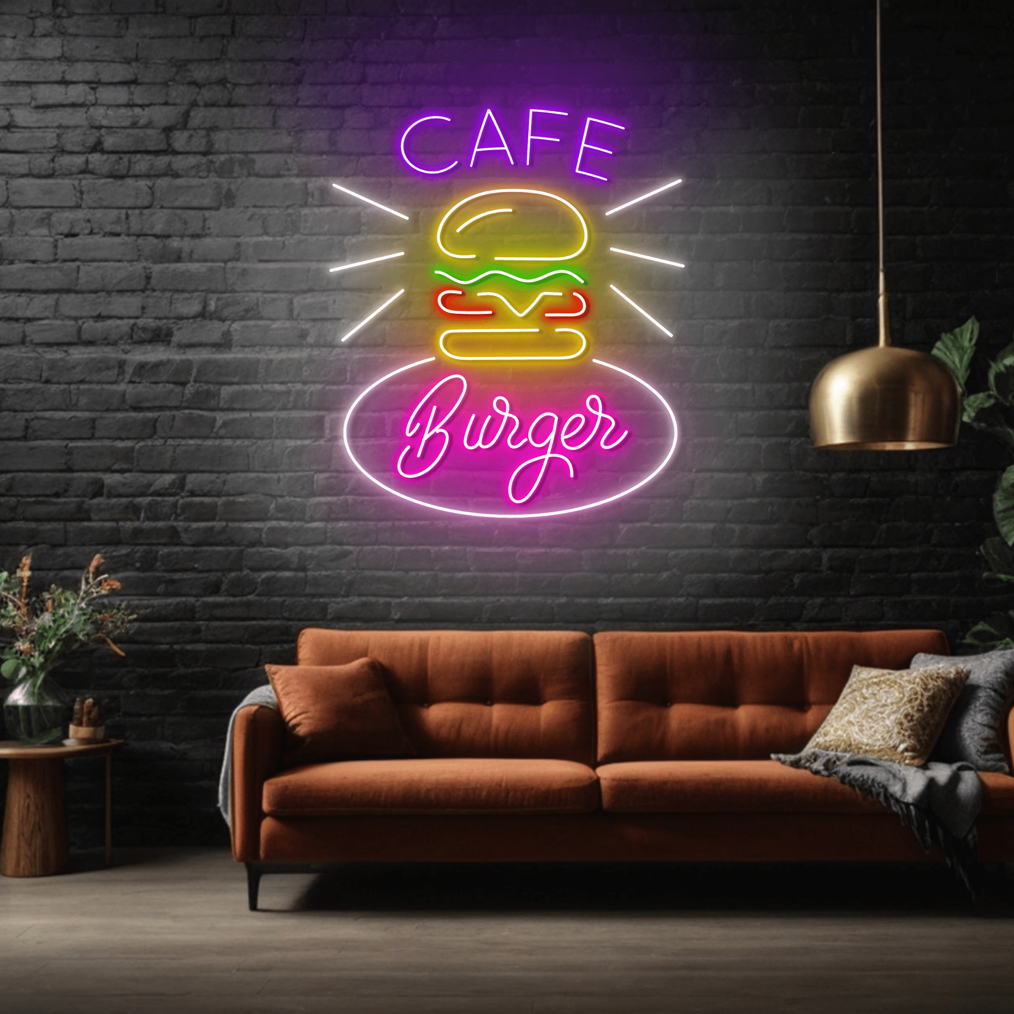 Craftnamesign Cafe Burger Neon Sign, Burger Wall Sign, Restaurant Open ...