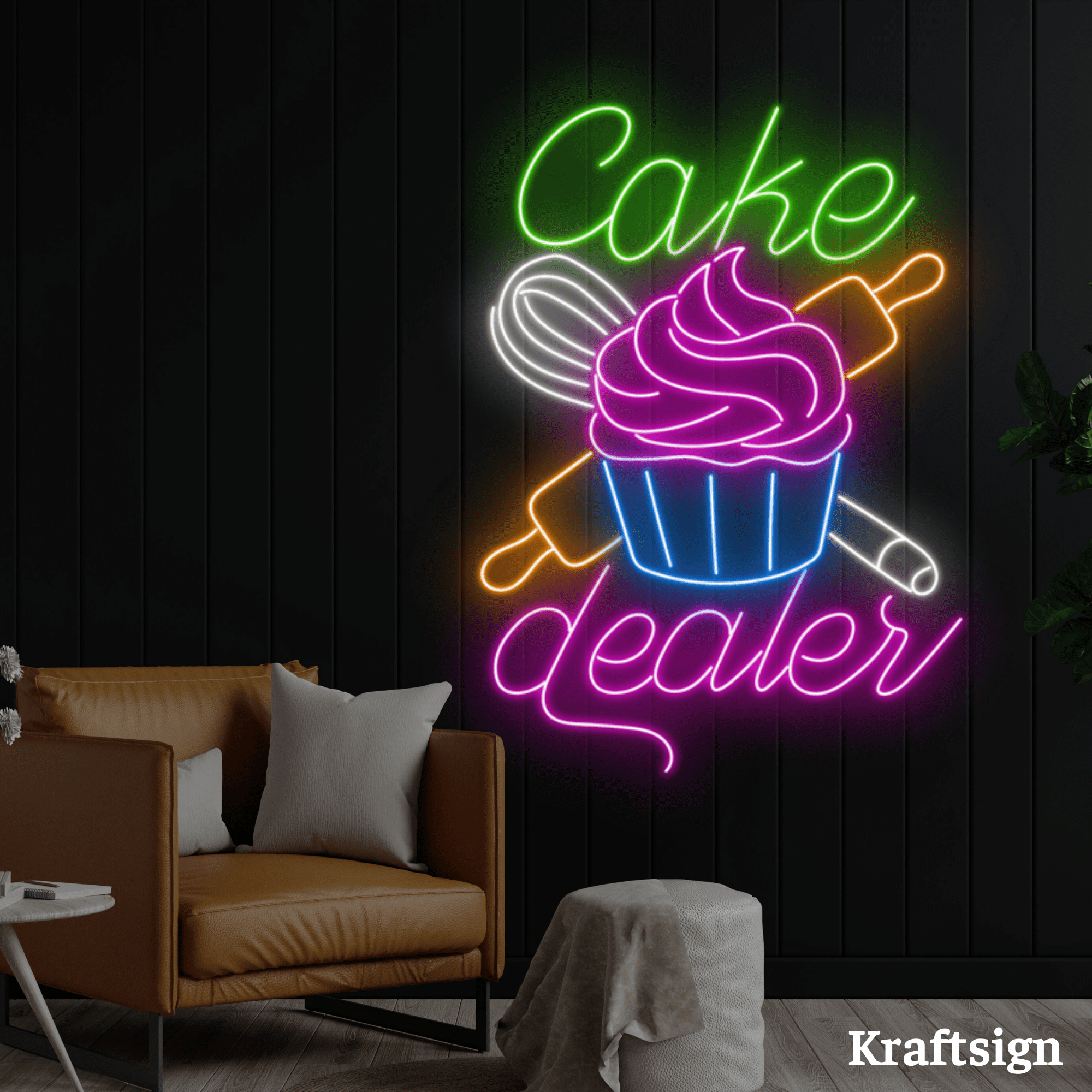 Craftnamesign Cake Dealer Neon Sign, Cakes Shop LED Sign, Bakery Decor ...